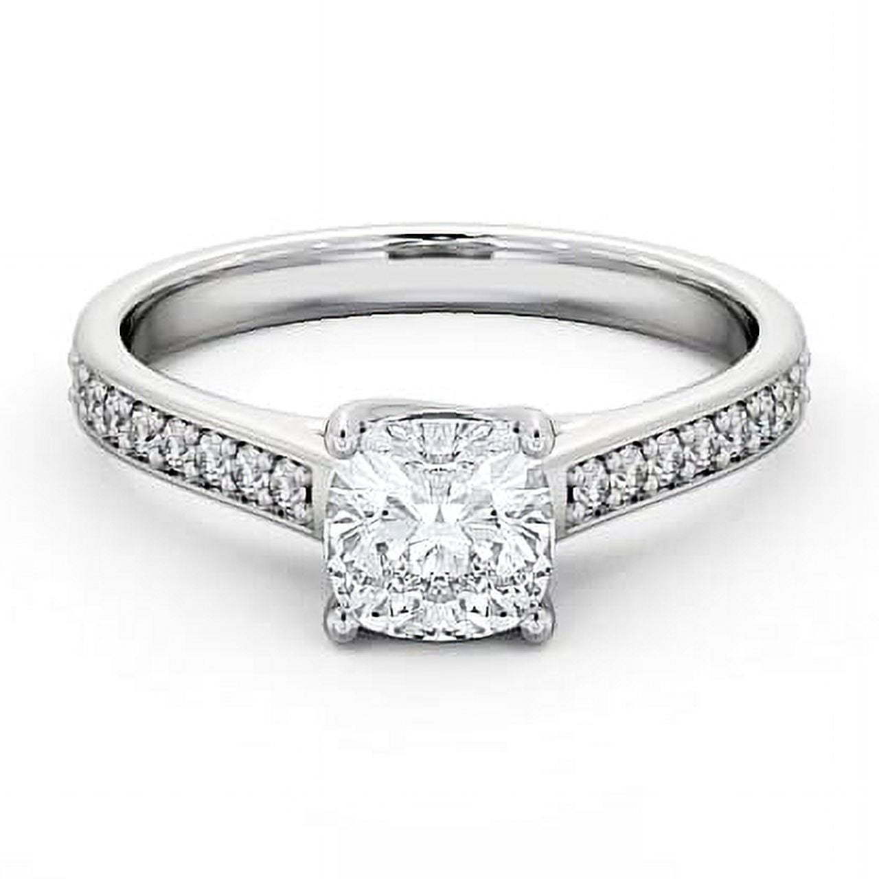 Cloud Jewel Silver 14K White Gold Plated Ring - Excellent 2 Ct Cushion ...