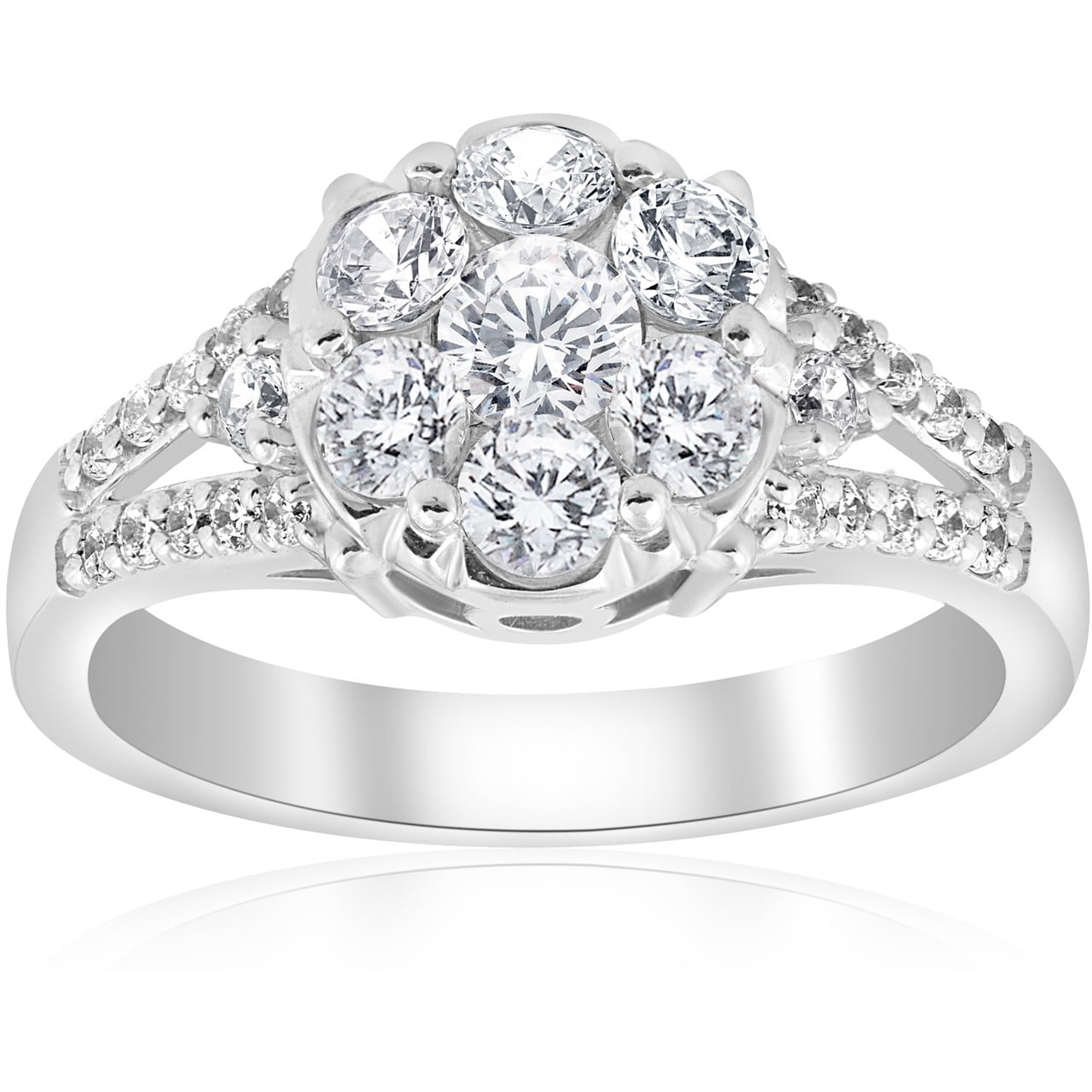 Cloud Jewel Split Shank Diamond Band - 1.4 Ct Round Cut Lab-Created ...