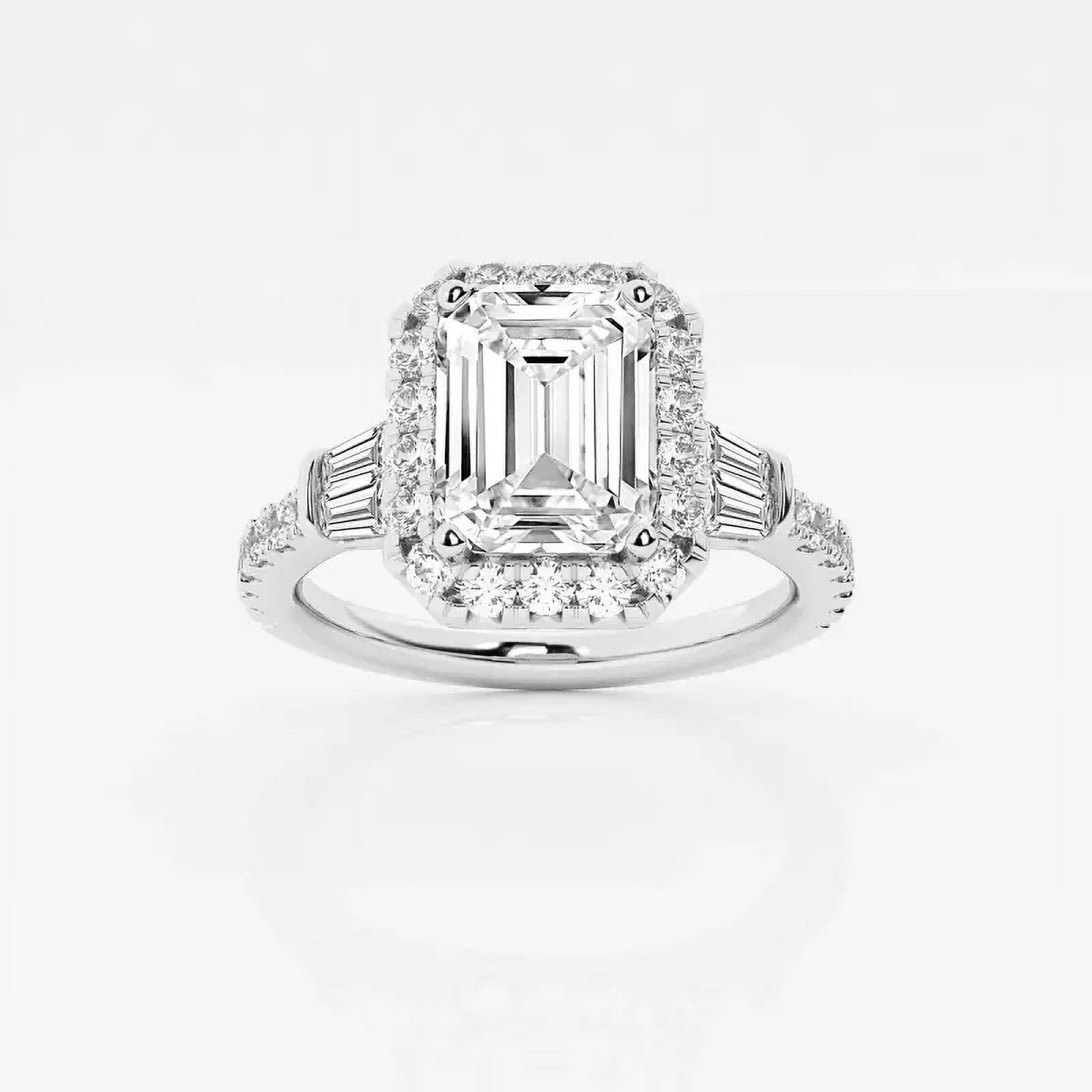 Cloud Jewel Stunning 2 Ct Emerald Cut Halo Engagement Ring with Accents ...