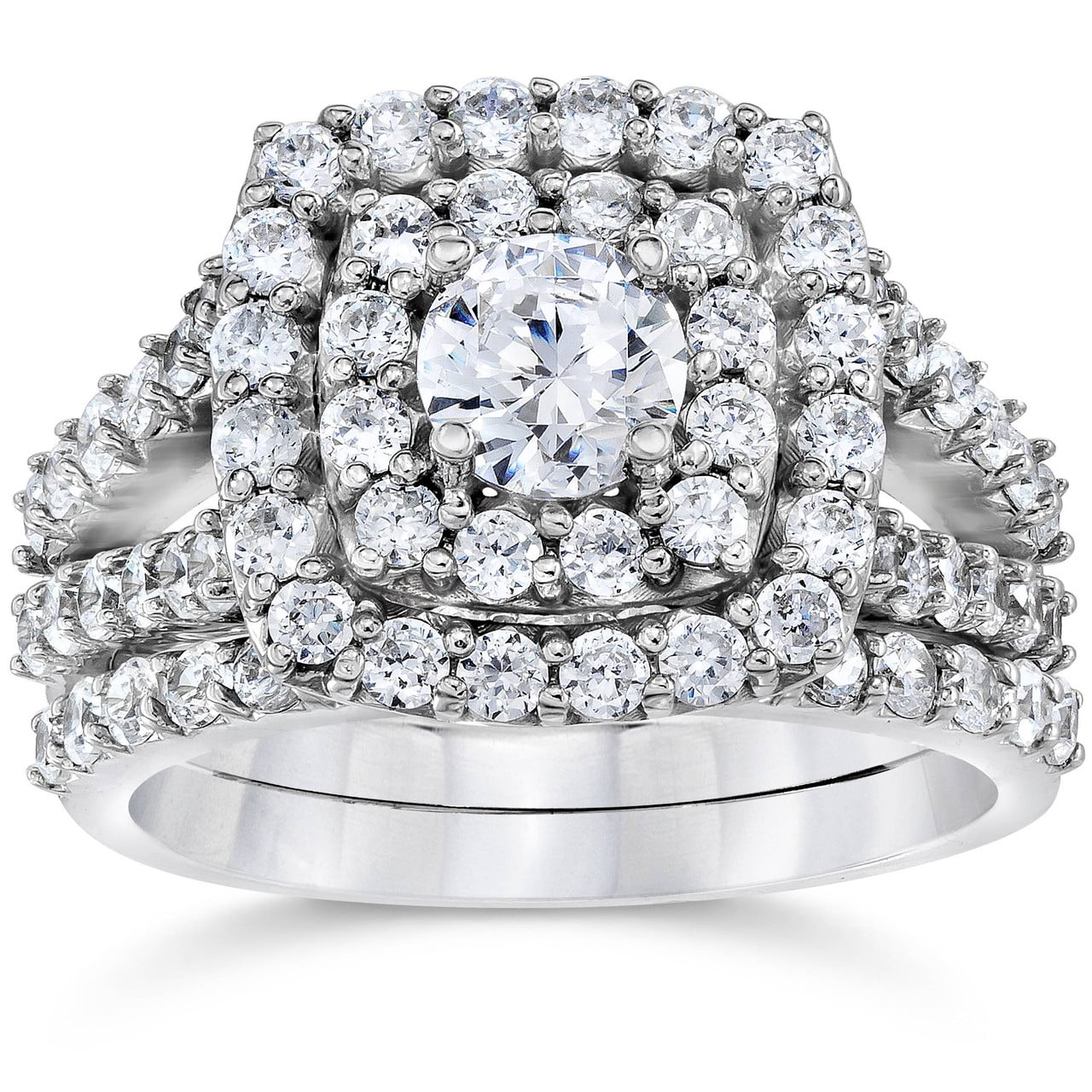 Cloud Jewelry 1.3 Ct Round Cut Diamond Engagement Ring - 14K White Gold Plated - Stunning ...