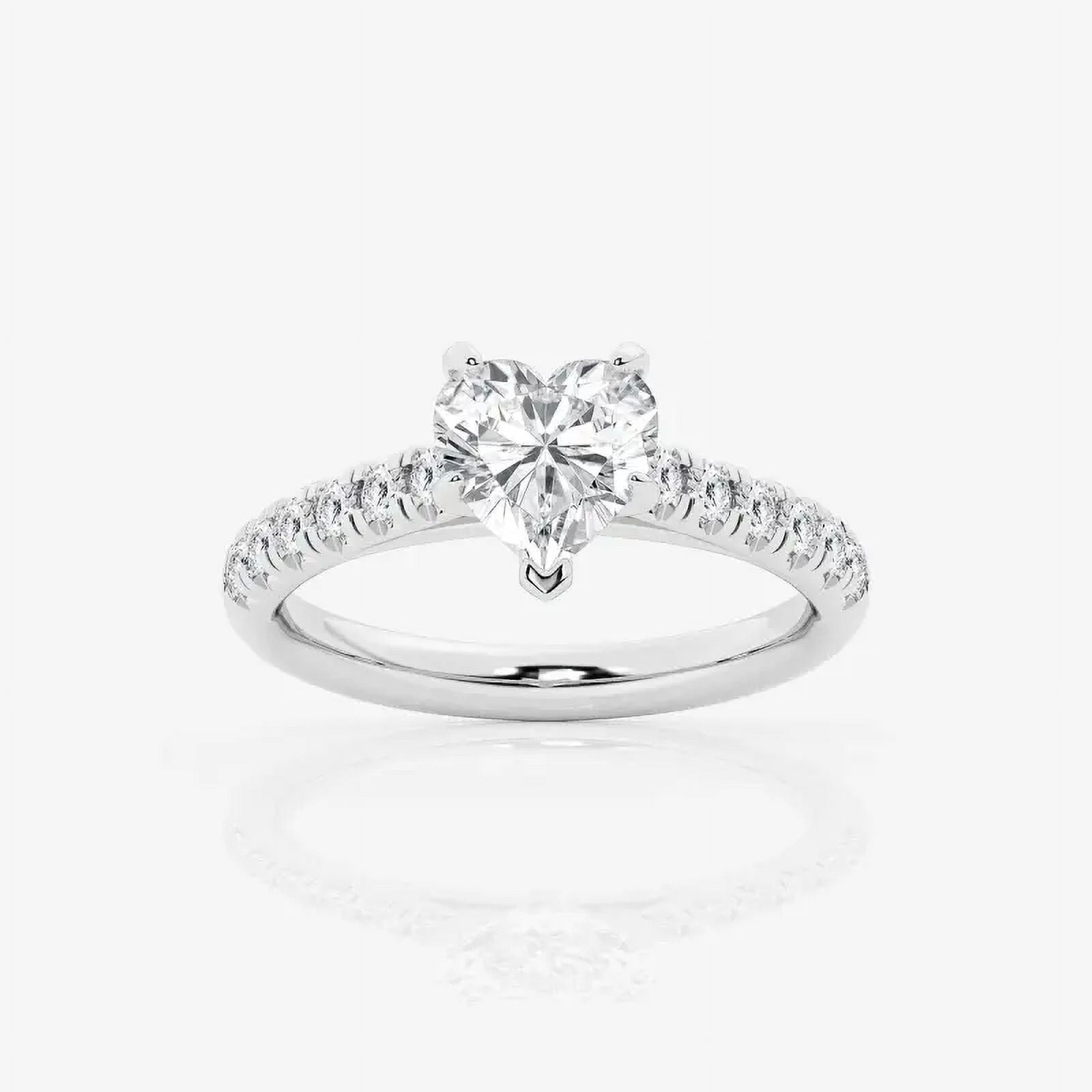 Cloud Jewelry 1.6 Ct Heart Cut Moissanite Ring - 14K White Gold Plated - Exquisite Engagement ...