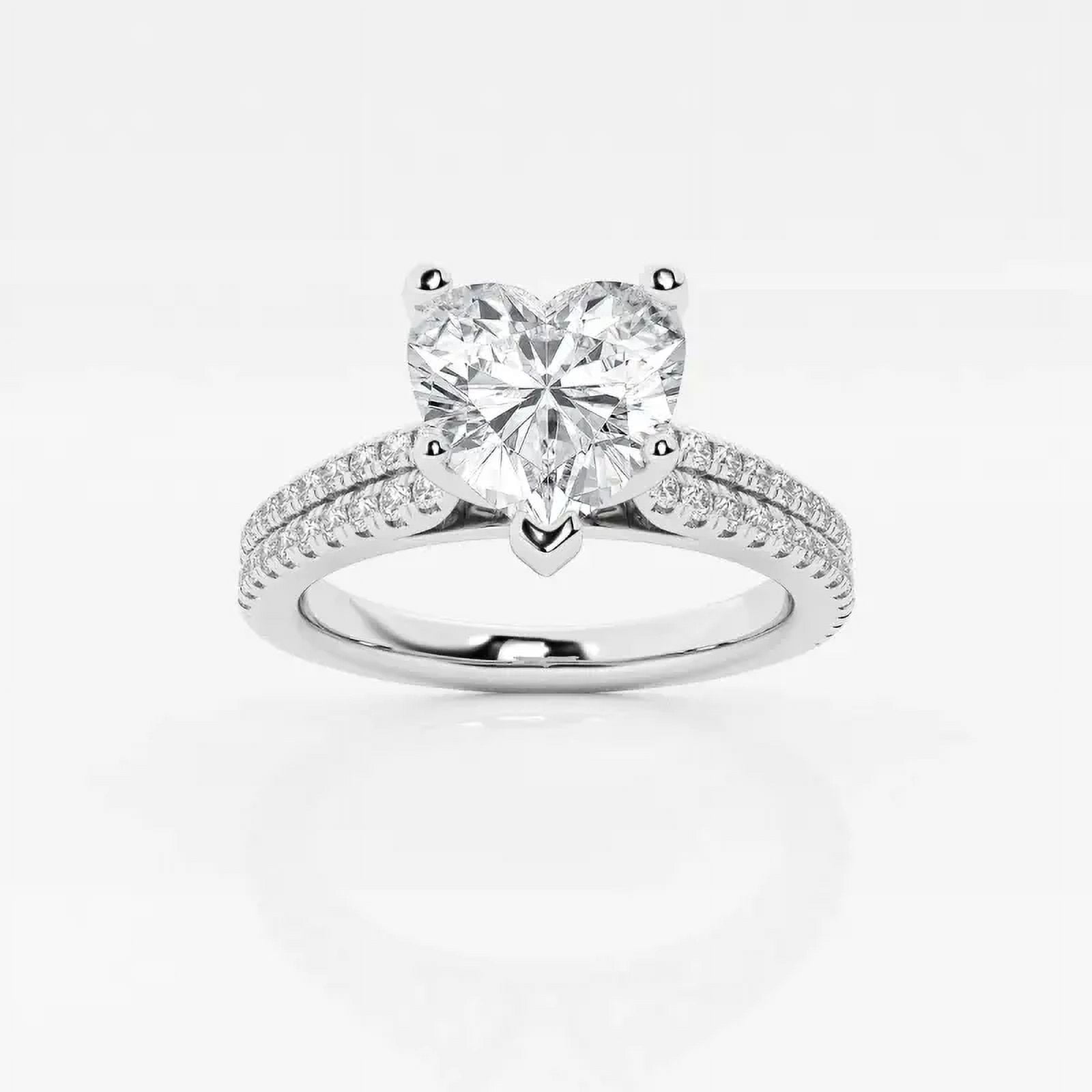 Cloud Jewelry 1.6 Ct Heart Cut Moissanite Ring - 14K White Gold Plated ...