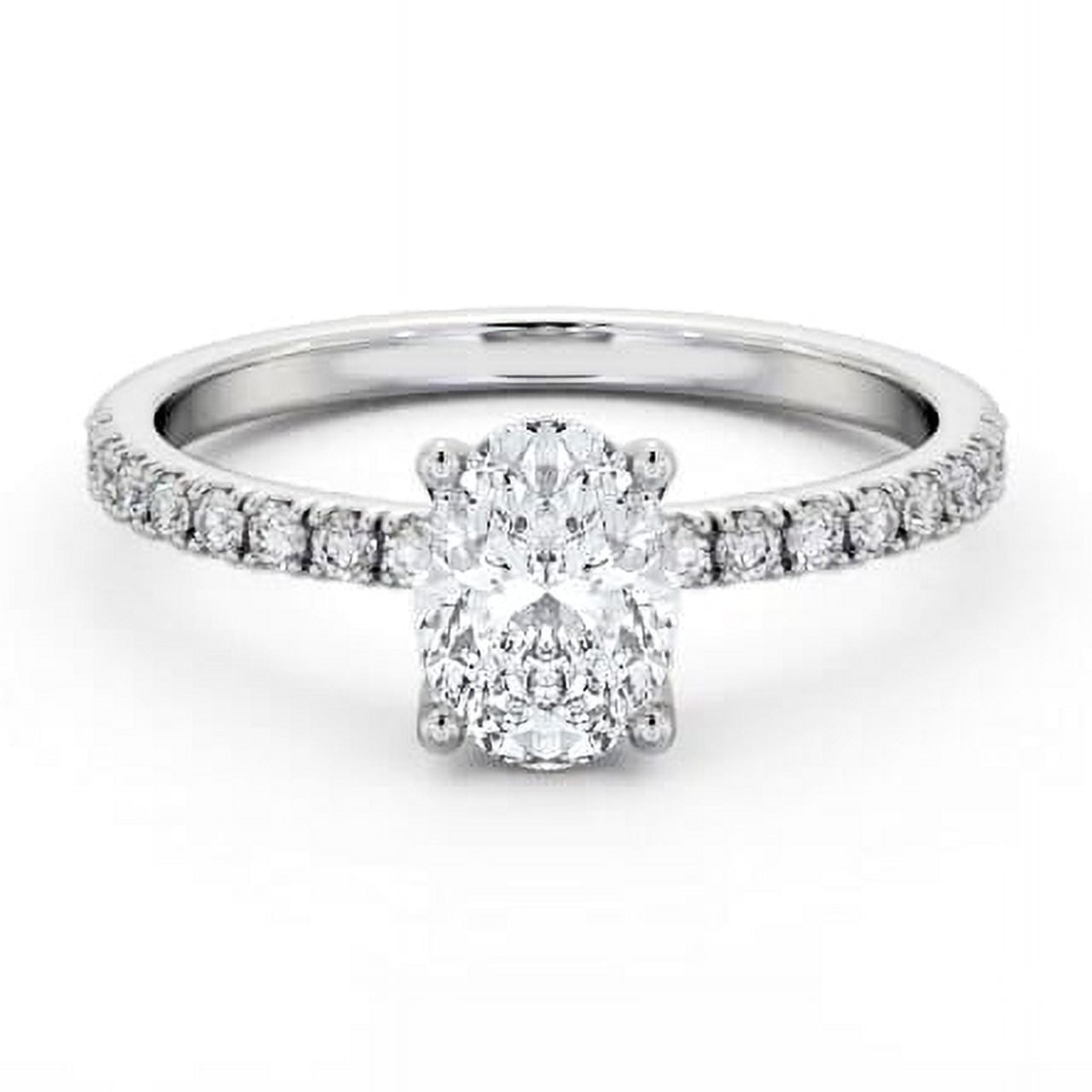 Cloud Jewelry 1.8 Ct Round Brilliant Diamond Ring - 14K White Gold Plated Ring for Gift - Halo ...