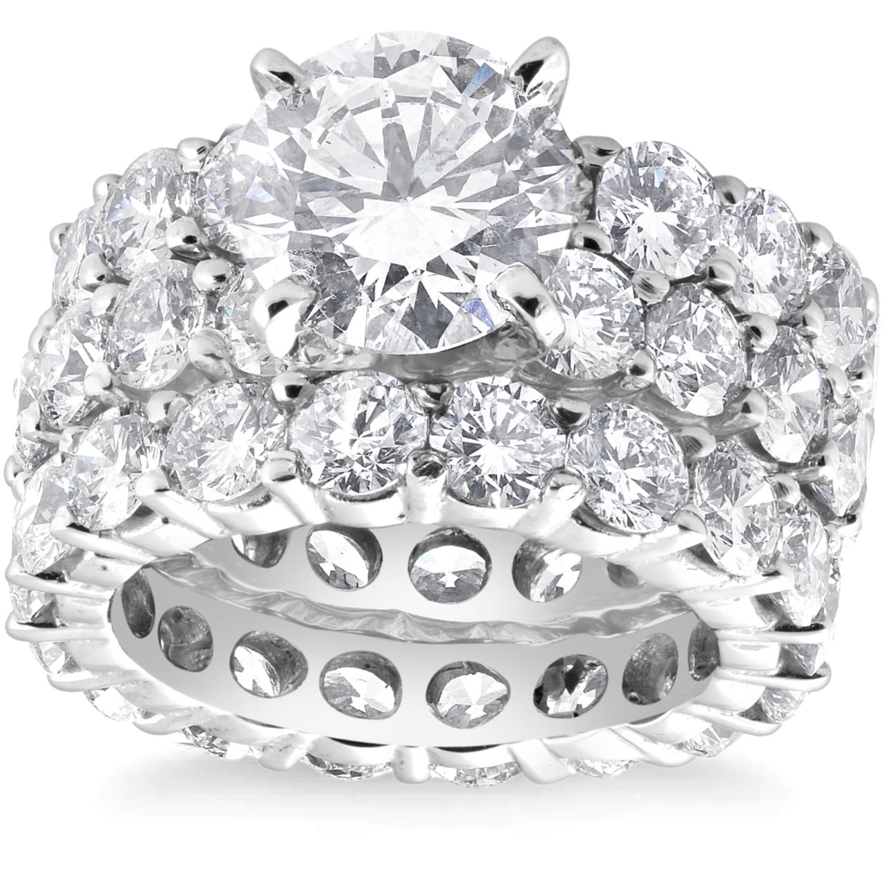 Cloud Jewelry 14K White Gold Plated Bands - 1 Ct VVS1/D Round Cut ...