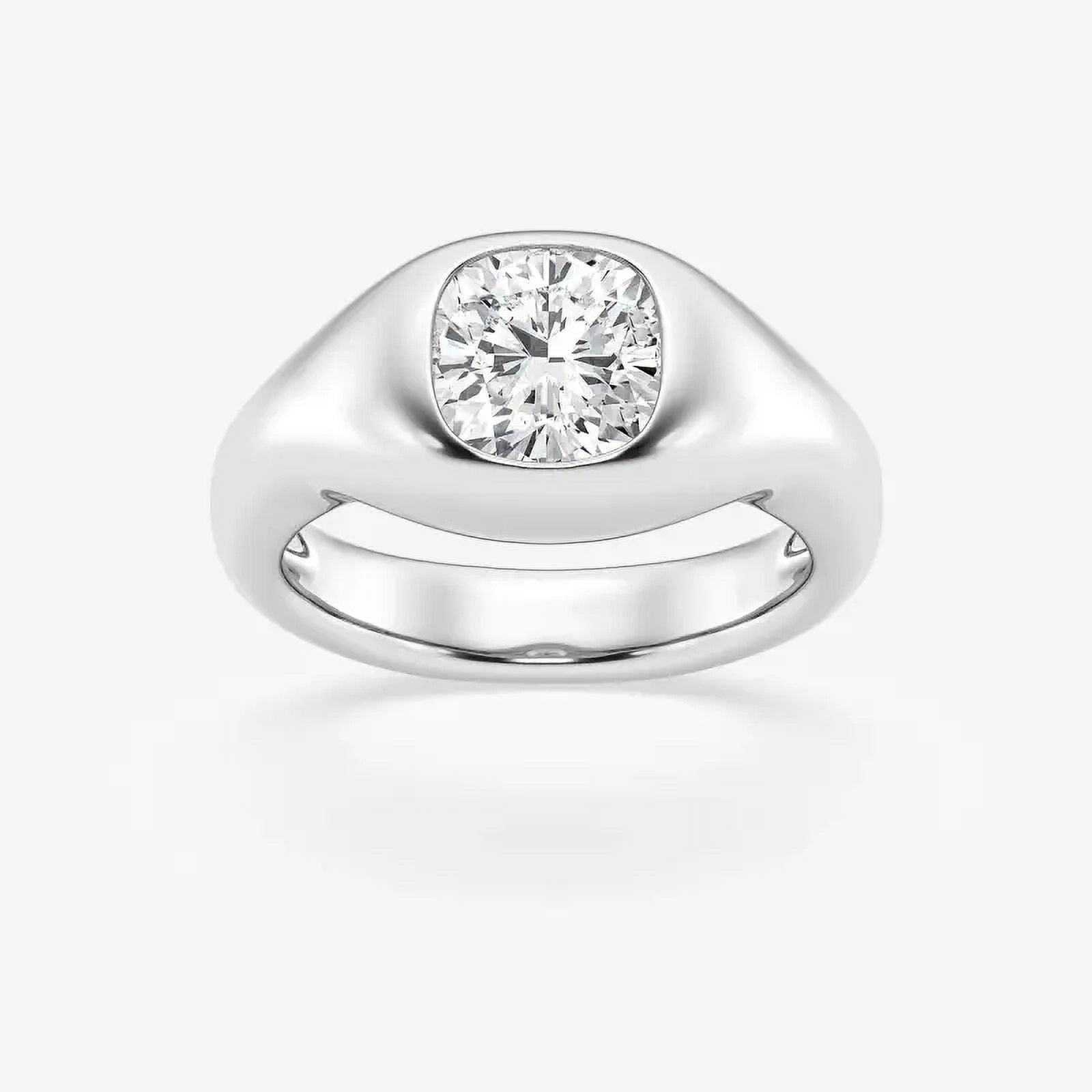 Cloud Jewelry 14K White Gold Plated Ring - 2.1 Ct Cushion Cut Moissanite Ring - Simple ...