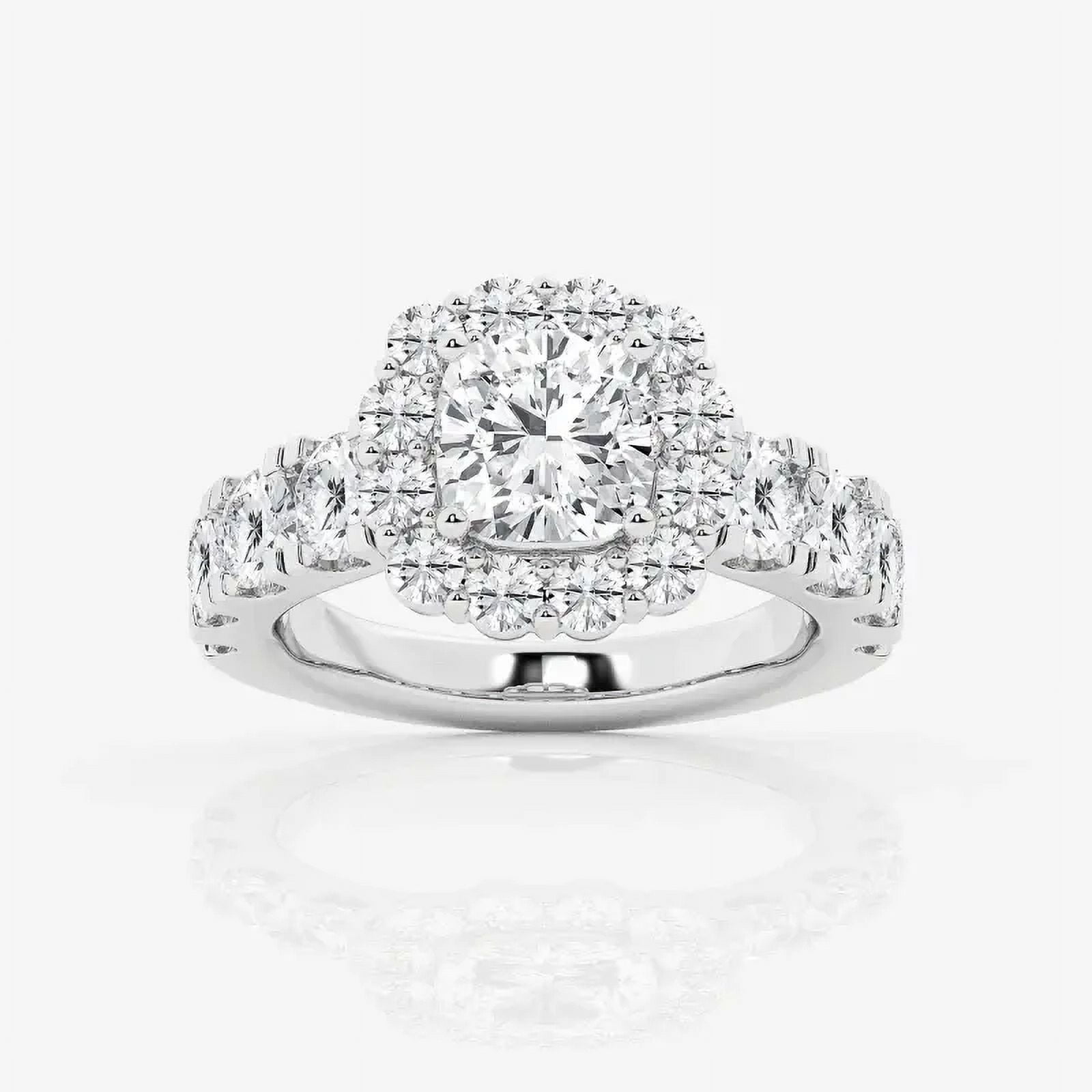 Cloud Jewelry 14K White Gold Plated Rings - Cushion Cut Excellent 1.59 ...