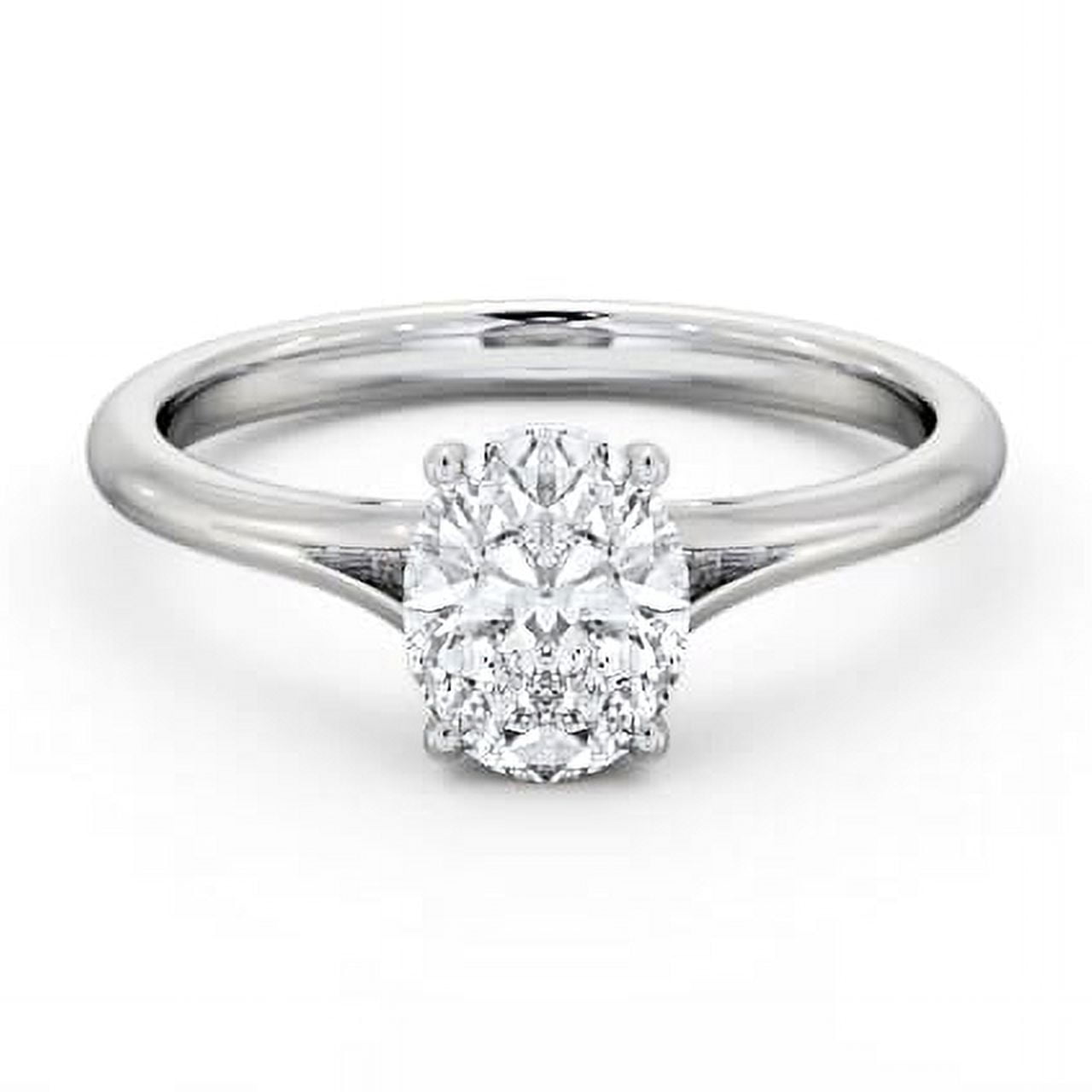 Cloud Jewelry 14K White Gold Plated Silver Ring - Oval Cut 1.9 Ct ...