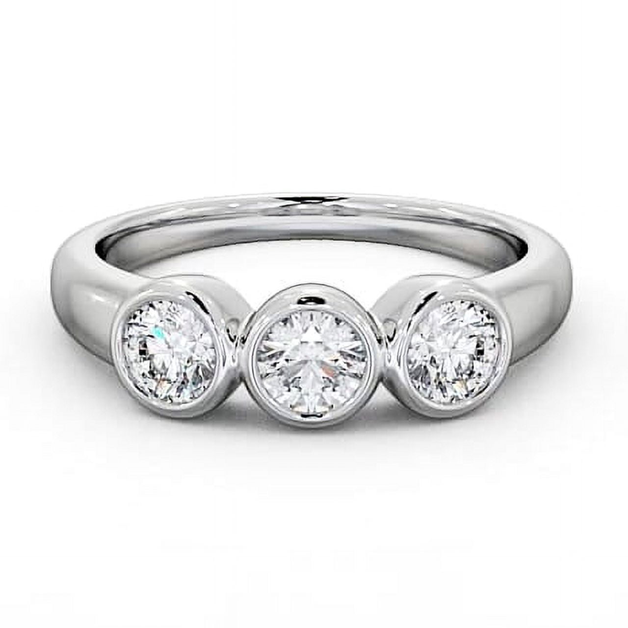 Cloud Jewelry 14K White Gold Plated Women's Ring - 1.7 Ct Round Cut Diamond Gift Rings - 3 Stone ...