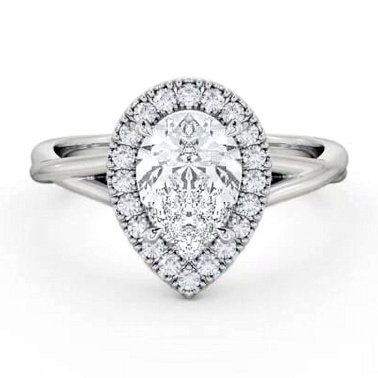 Cloud Jewelry 2.1 Ct Pear Cut VVS1/D Diamond Solitaire Ring - 14K White ...