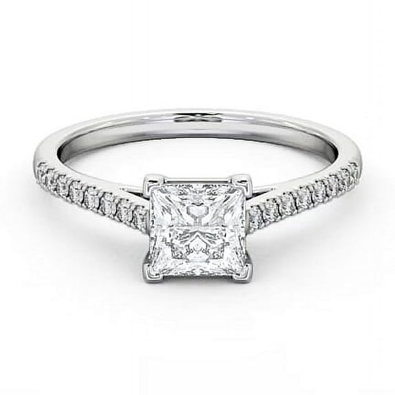 Cloud Jewelry 2 Ct Princess Cut Diamond Rings for Women's - 14K White ...
