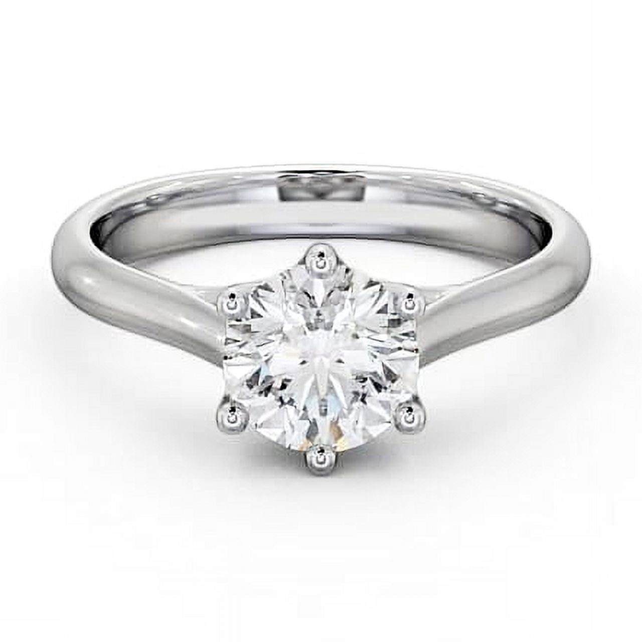Cloud Jewelry Brilliant 2 Ct Round Cut Diamond Ring - 14K White Gold ...