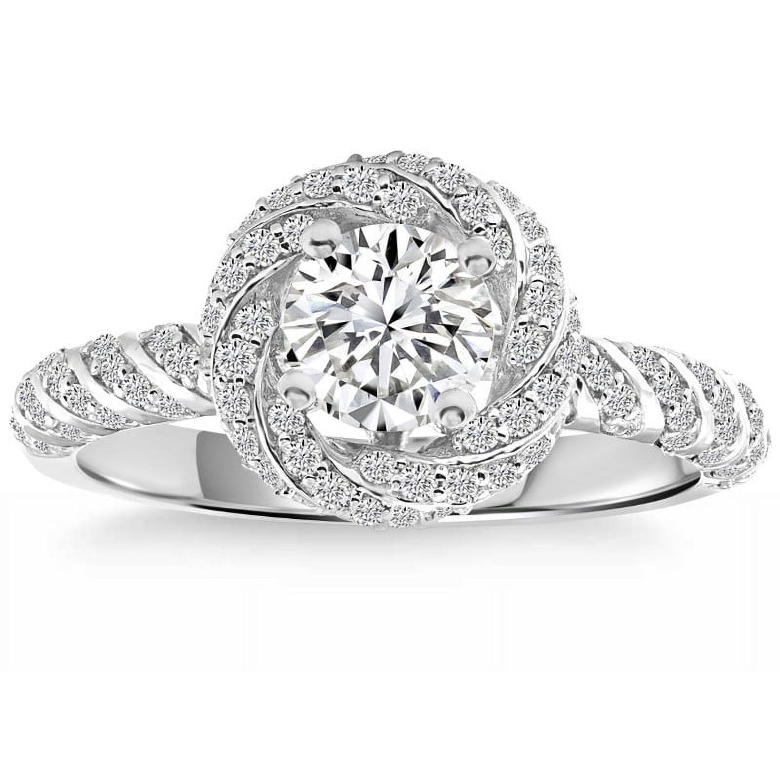 Cloud Jewelry Exquisite 1.3 Ct Round Cut Moissanite Ring - 14K White ...