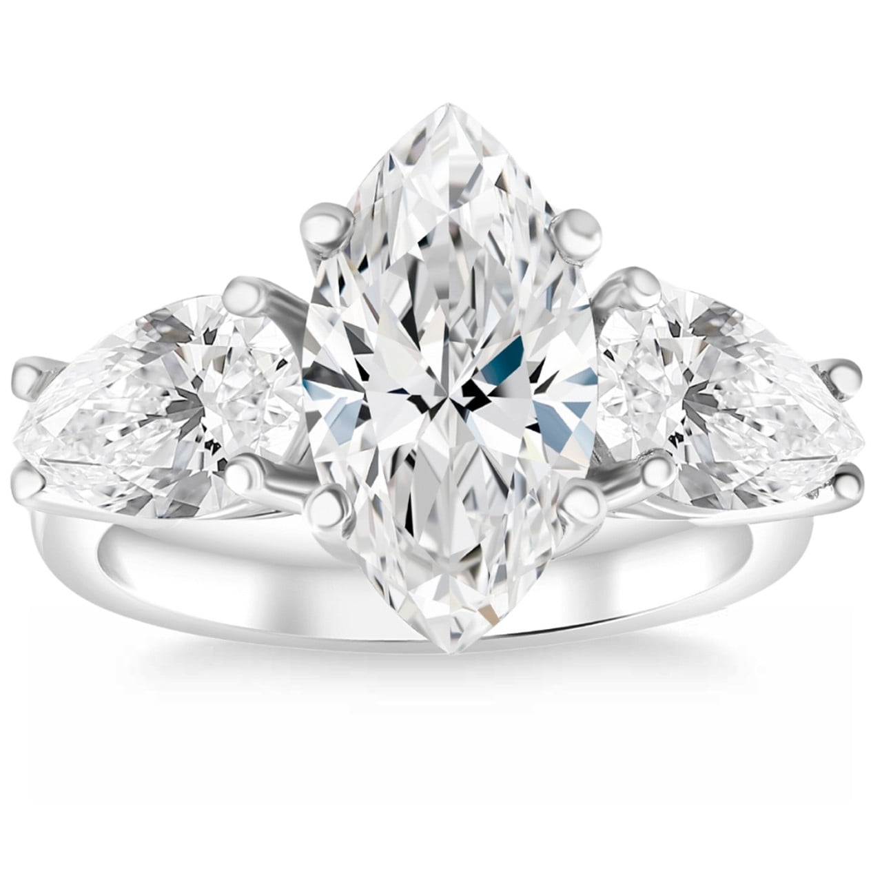 Cloud Jewelry Exquisite 1 Ct Round Cut Moissanite Band - 14K White Gold ...