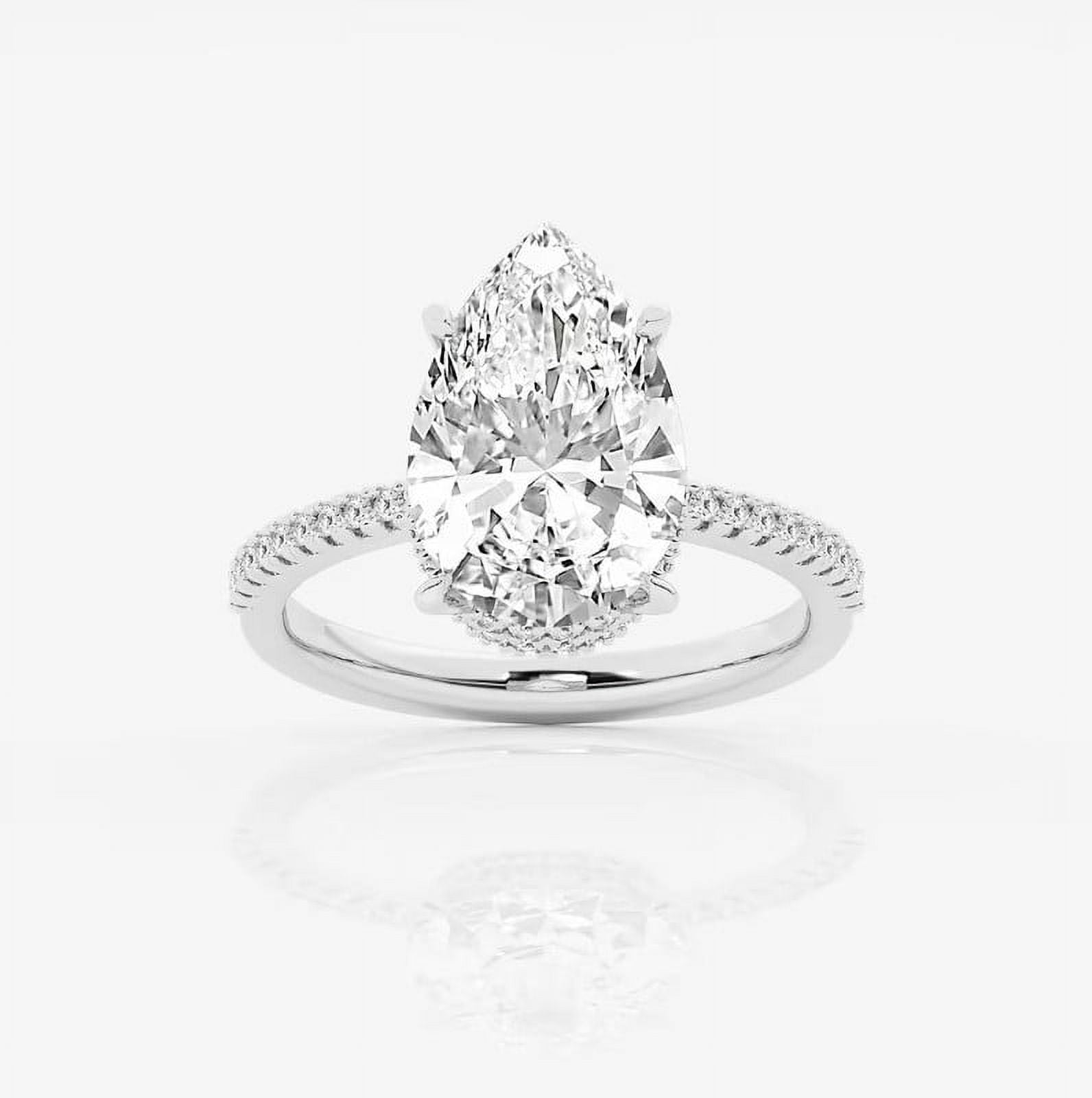 Cloud Jewelry Pear Cut 2 Ct Moissanite Ring - 14k White Gold Plated ...