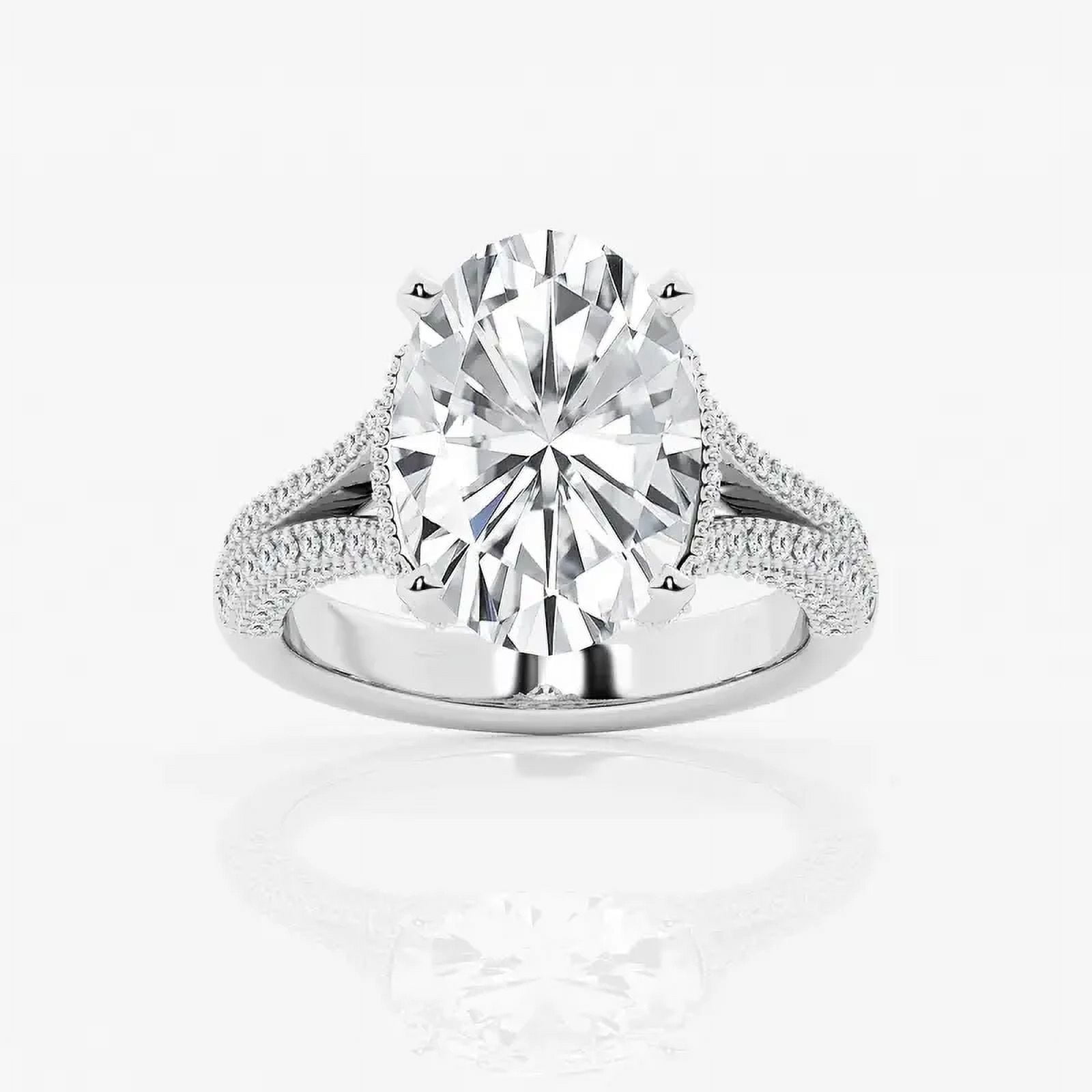 Cloud Jewelry Rising Split Shank Engagement Ring - 2.3 Ct Oval Cut ...