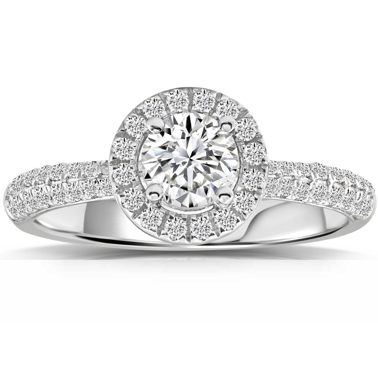 Cloud Jewelry Round Cut 1.3 Ct Brilliant Diamond Bands - 14K White Gold ...