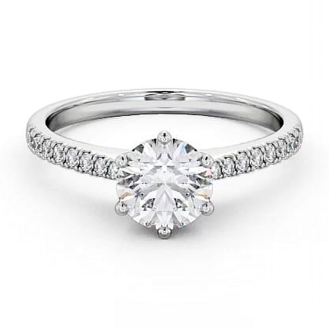 Cloud Jewelry Round Cut 2.1 Ct Diamond Rings - 14K White Gold Plated ...