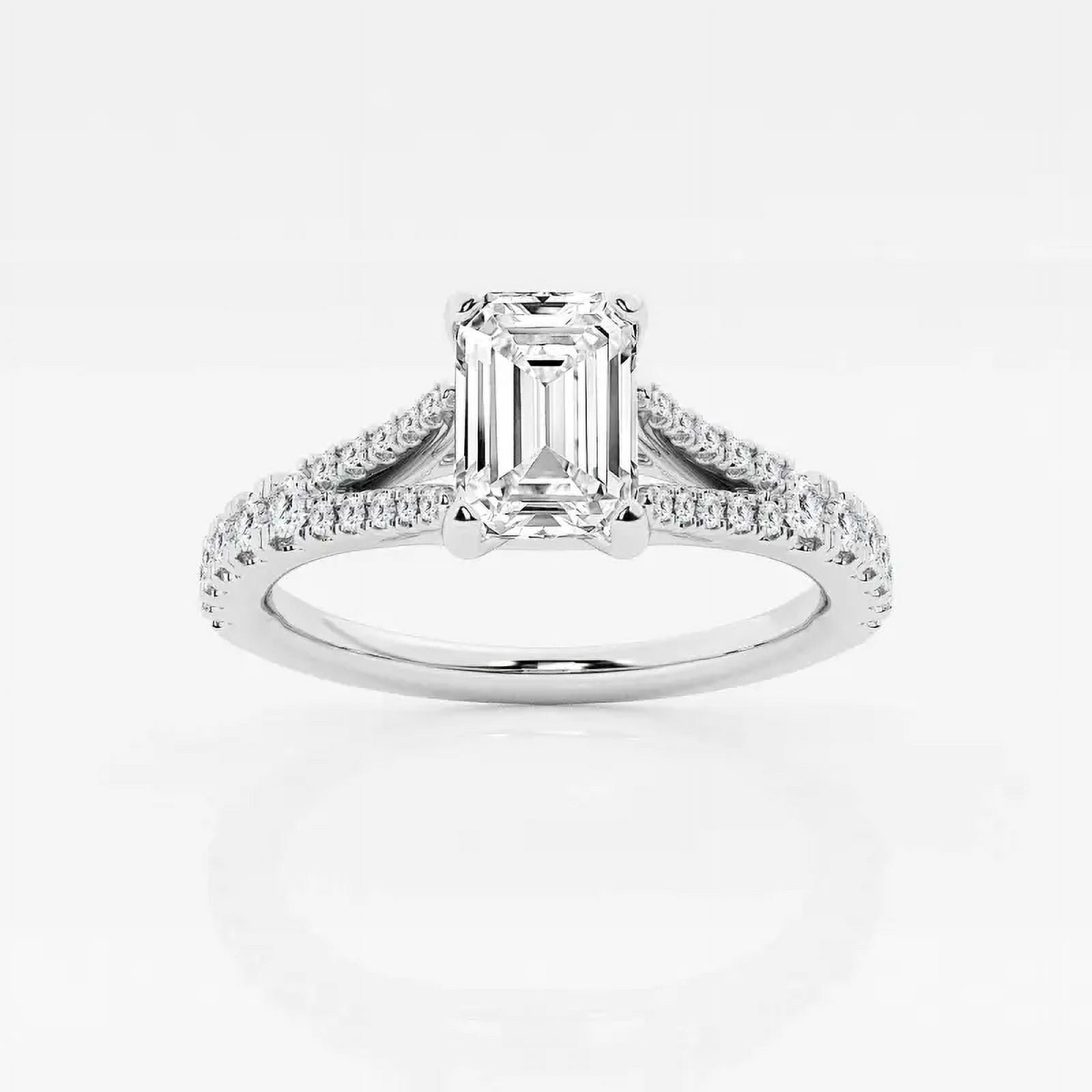 Cloud Jewelry Stamped 14K White Gold Plated Ring - 1.7Ct Emerald Cut ...