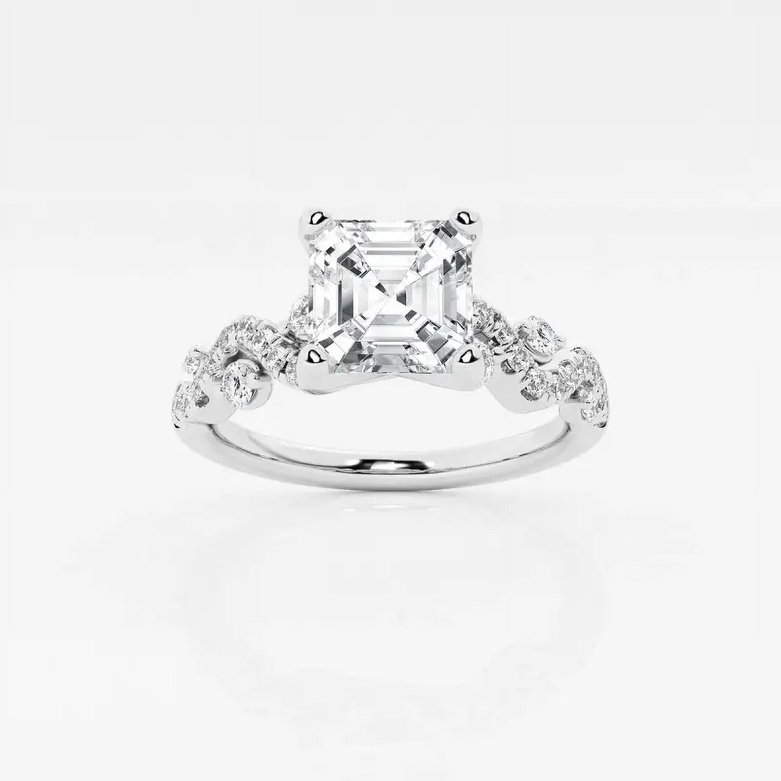 Cloud Jewelry Timeless 1.5 Ct Asscher Cut Moissanite Engagement Ring - 14K White Gold Plated ...
