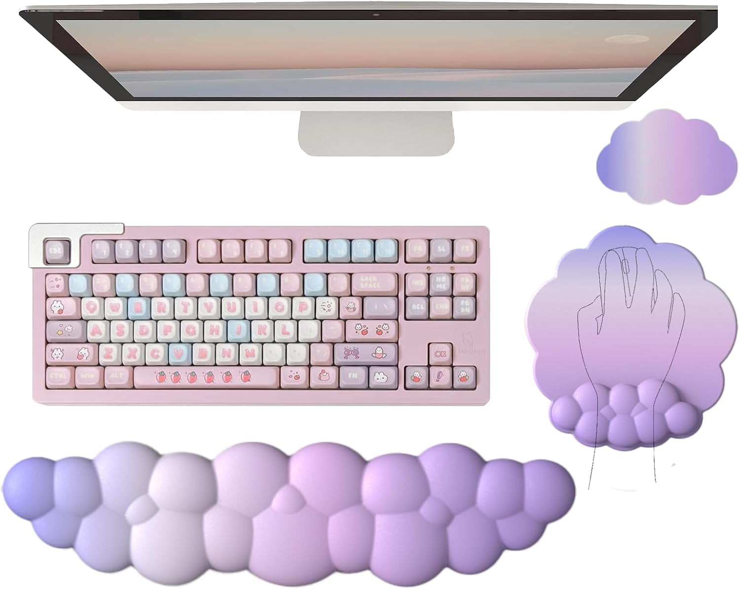 Cloud Keyboard Wrist Rest Mouse Pad with Wrist Rest for Computer ...