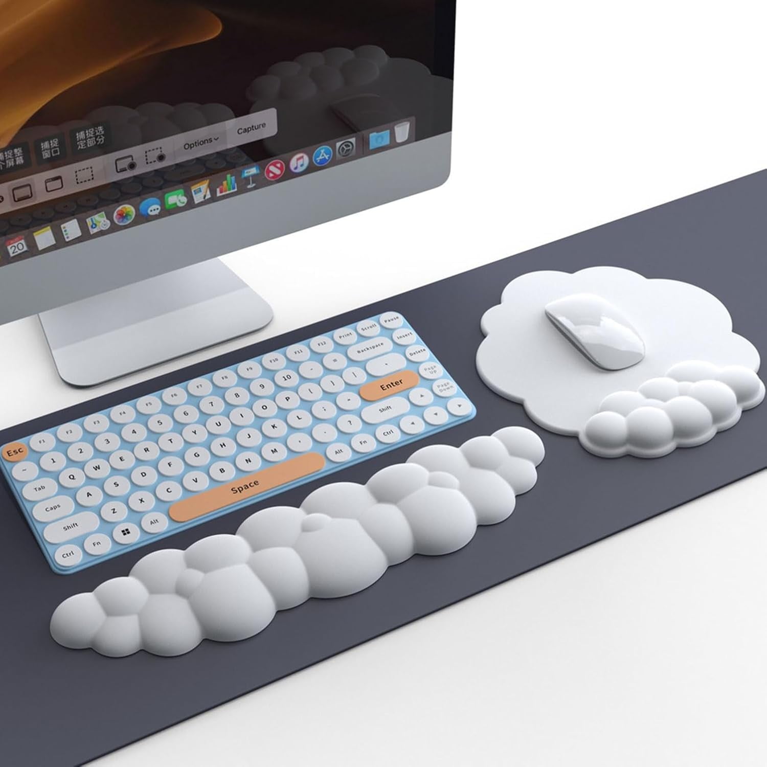 Cloud Keyboard Wrist Rest and Mouse Wrist Rest, Kawaii Memory Foam ...