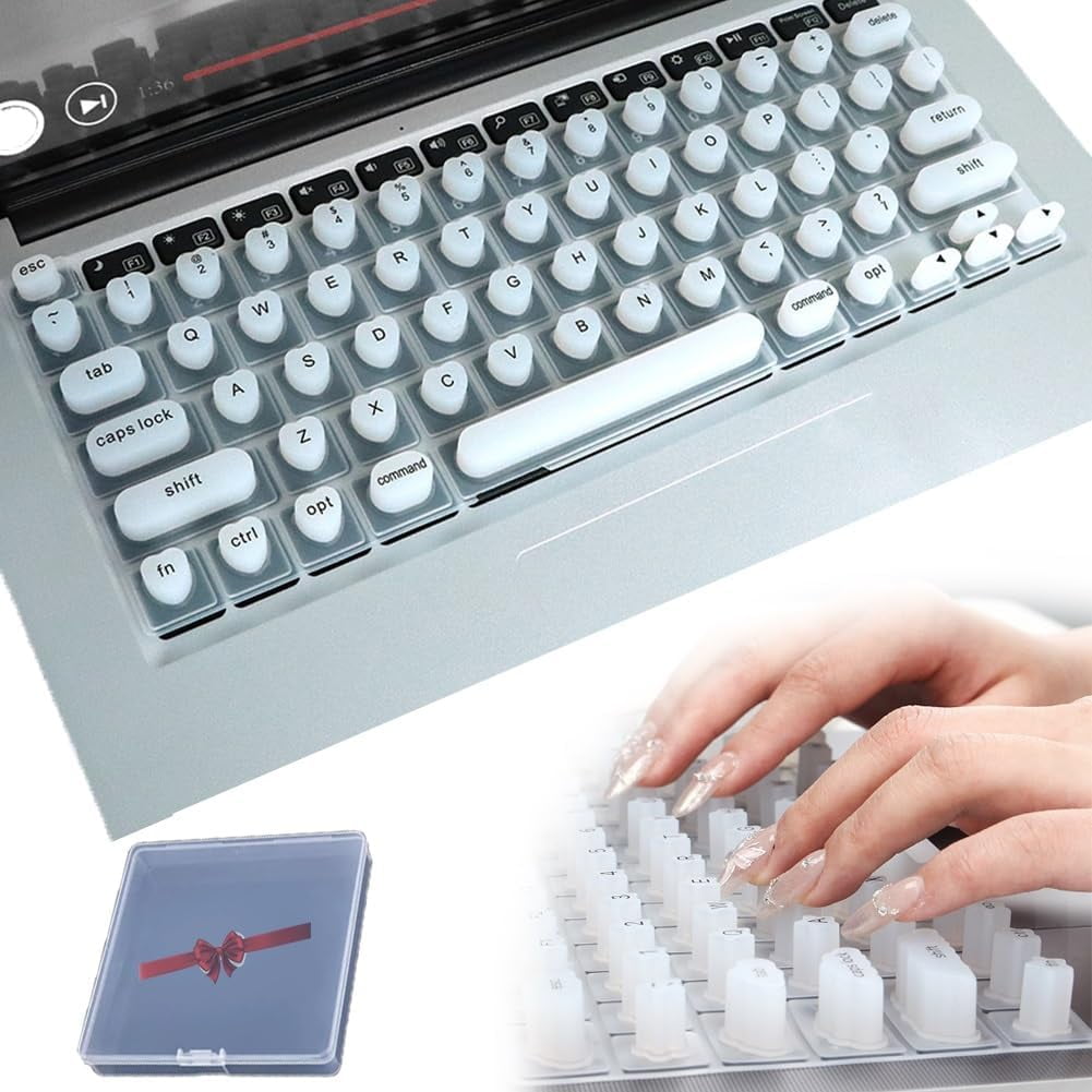 Cloud Keys Keyboard Cover, PC Keyboard Stickers for Long Nails, Tippy Type Typing Stickers for ...