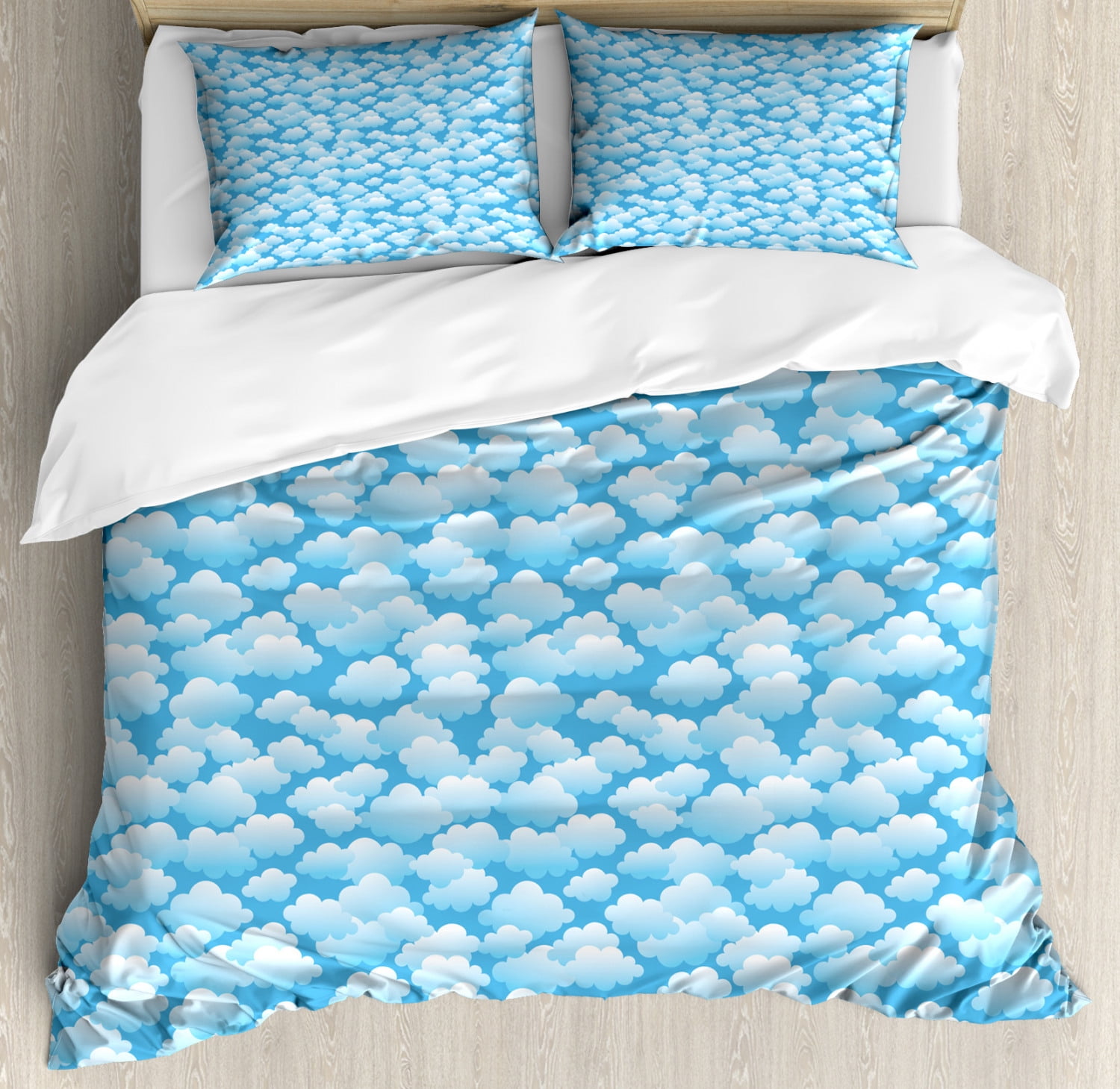 Cloud King Size Duvet Cover Set, Puffy Balls Inspired Floating Cumulus ...