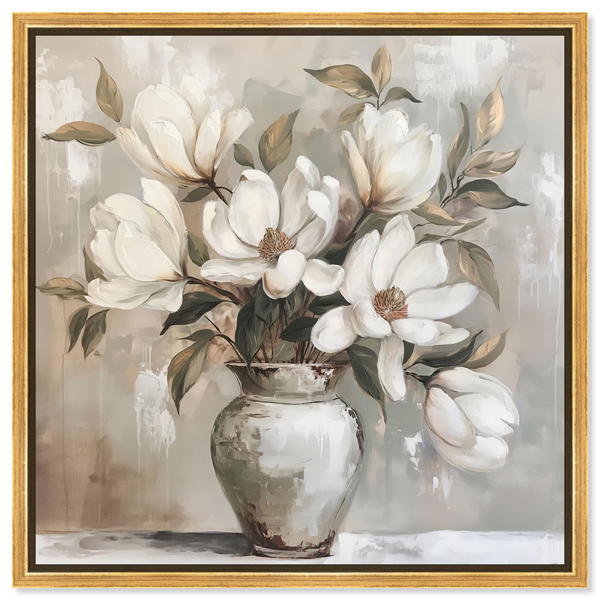 Cloud Kissed Flowers II Canvas White Floral Art by Art Remedy, Gold ...