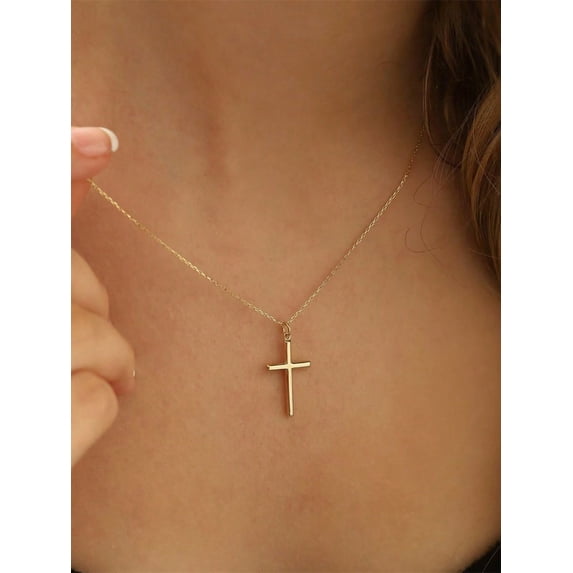 Cloud Minimalist Gold Cross Necklace for Women - Dainty Religious ...
