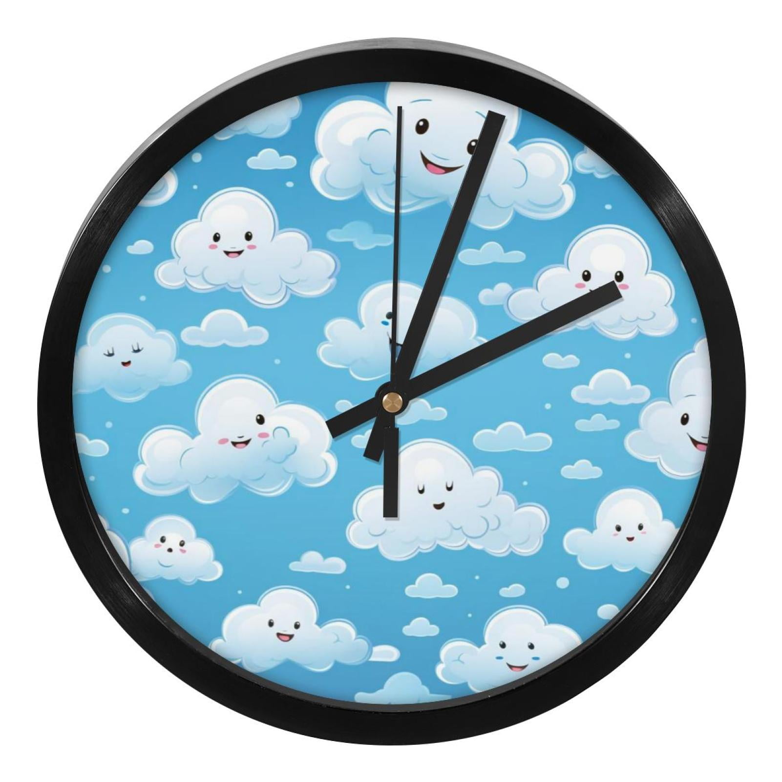 Cloud Modern 9.8 Inch Wall Clock, Silent Non-Ticking Round Digital ...