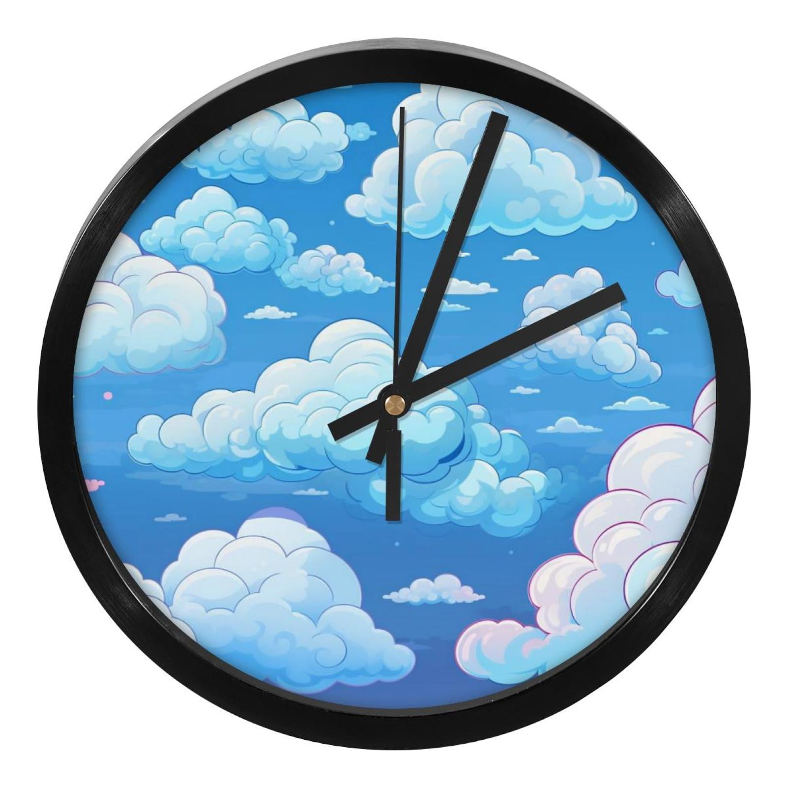 Cloud Modern 9.8 Inch Wall Clock, Silent Non-Ticking Round Digital ...
