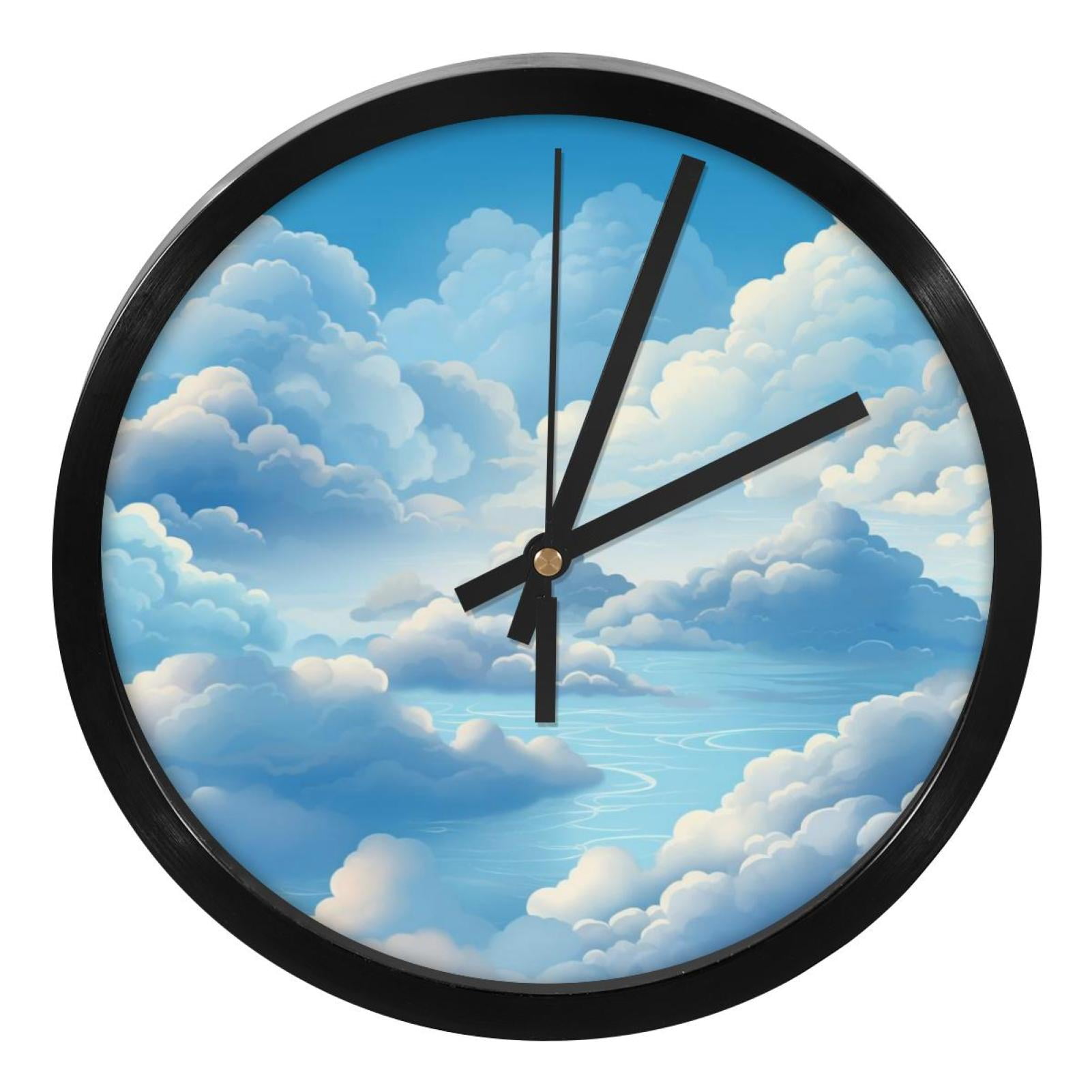 Cloud Modern Wall Clock, 9.8 Inches, Silent Non-Ticking Round Digital ...