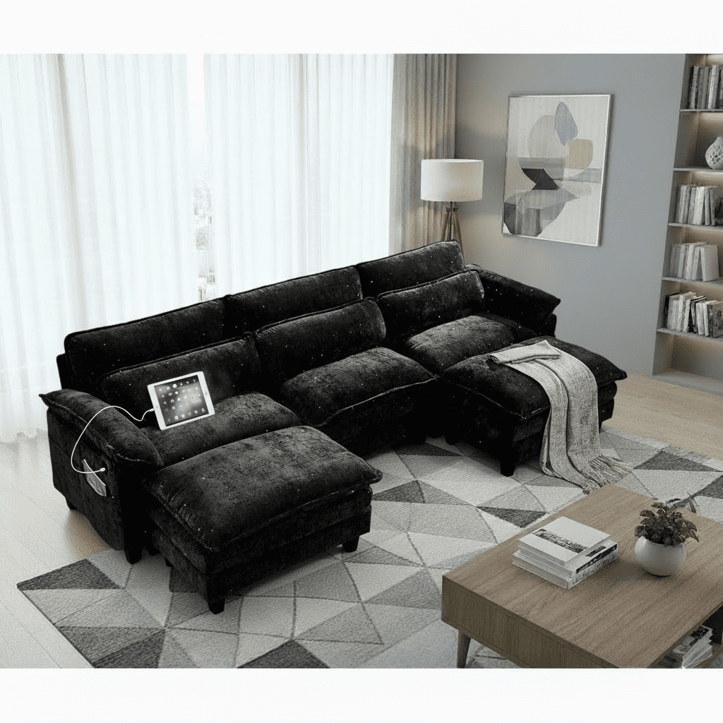 Cloud Modular Sectional Sofa, 113" Comfy Sectional Sleeper Sofa with ...