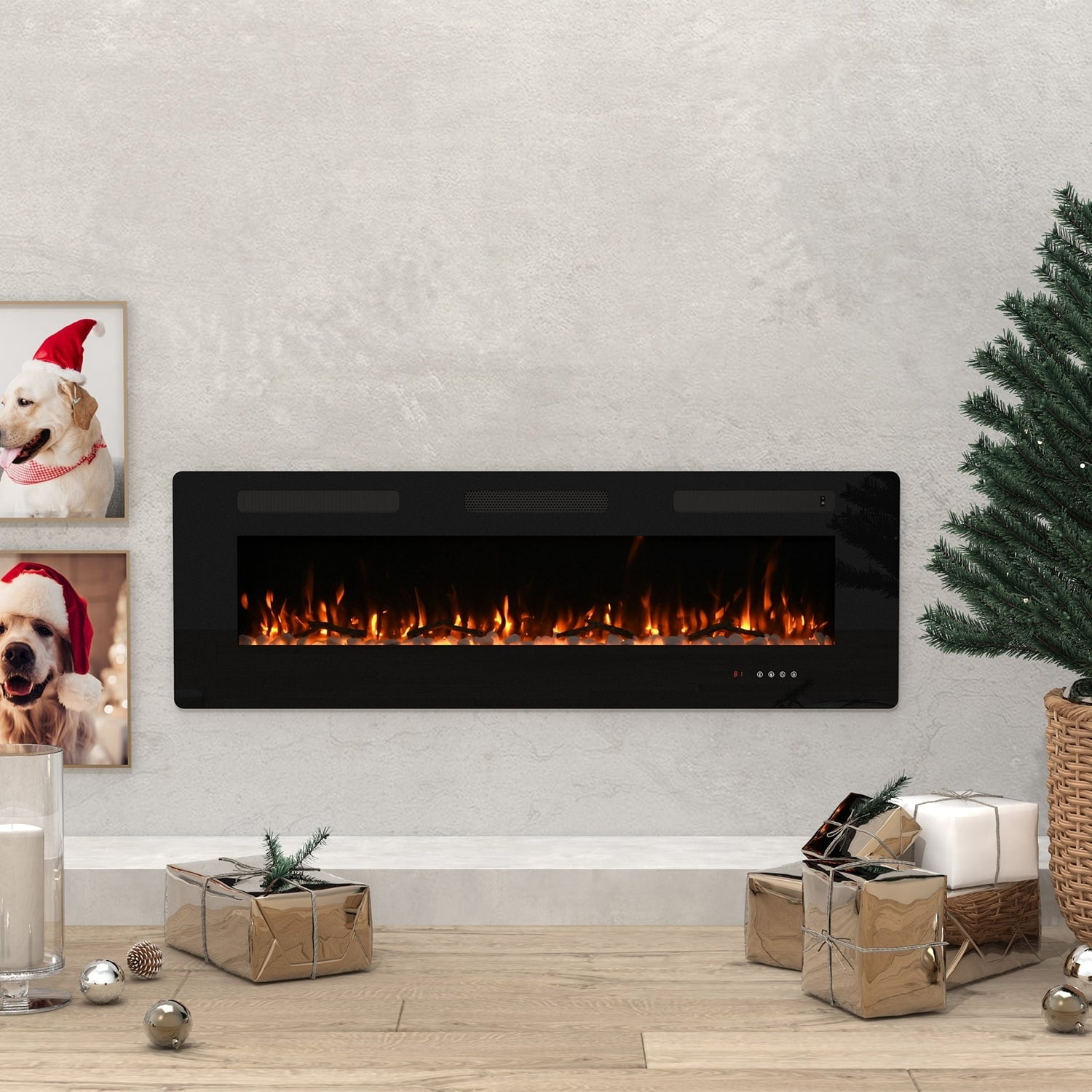 Cloud Mountain 40 to 60 Inch Ultra-Thin Electric Fireplace Recessed ...