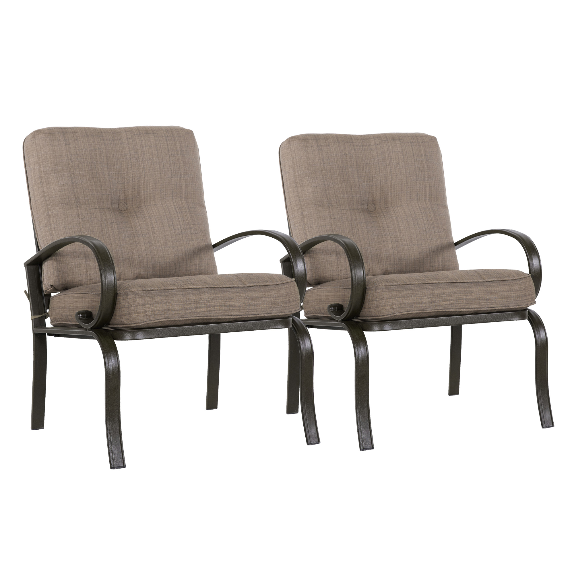 Cloud Mountain Iron Olefin Set Of 2 Patio Club Chairs With Brown Finish ...