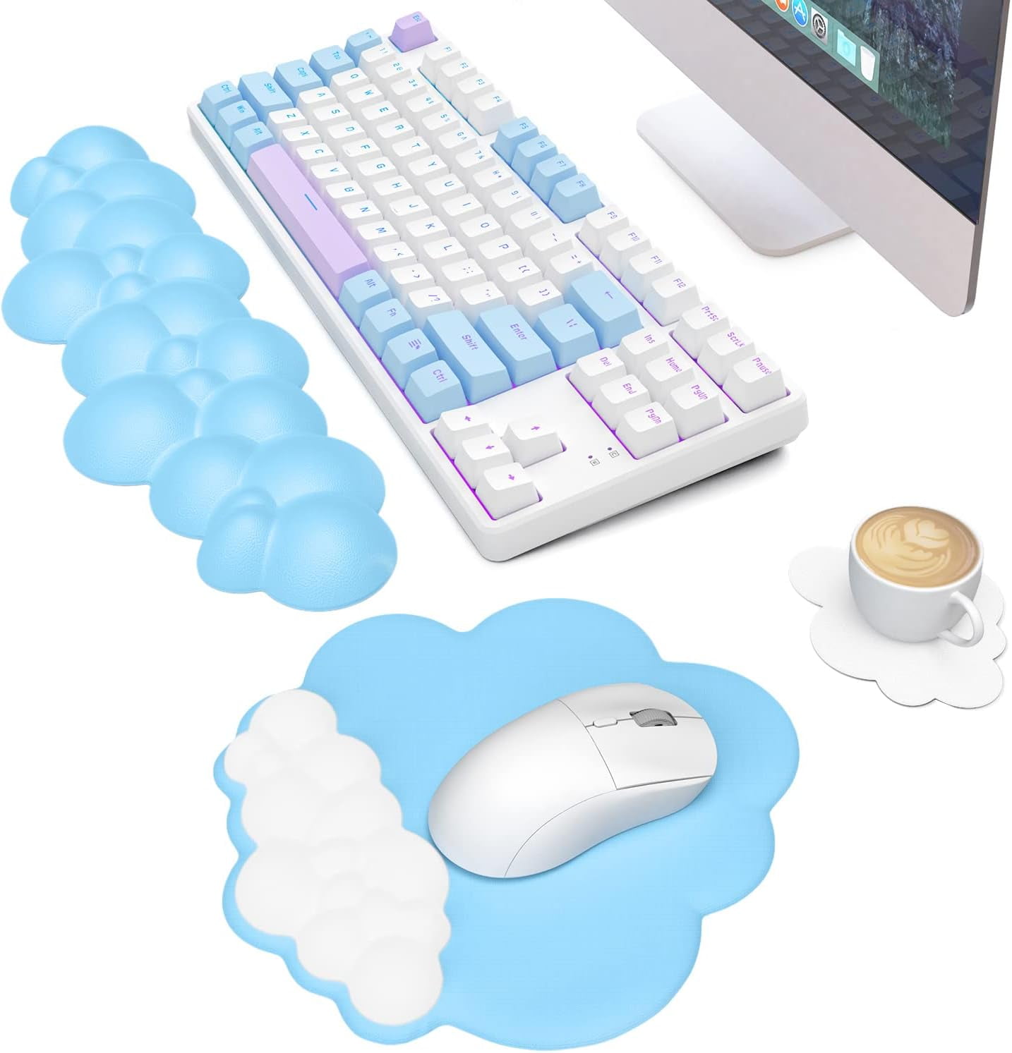 Cloud Mouse Pad Wrist Support Keyboard Wrist Rest Set with Ergonomic ...
