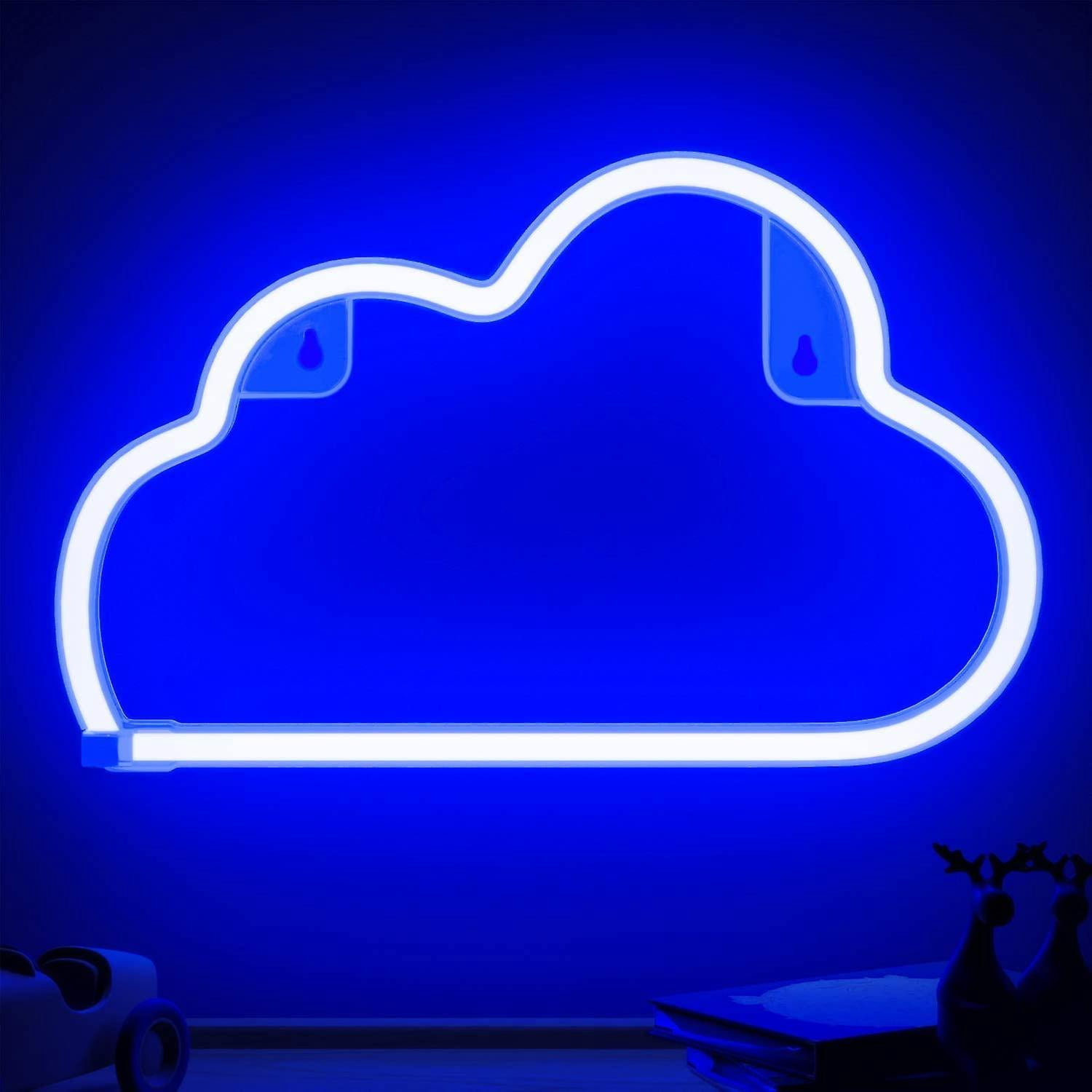 Cloud Neon Light Signs Wall Decor, Battery And Usb Powered Blue Cloud ...