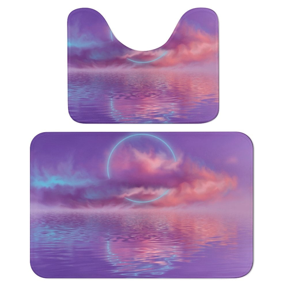 Cloud, Neon Reflection In Water Bathroom Rugs, 2 Pieces Bath Rug Mat U ...