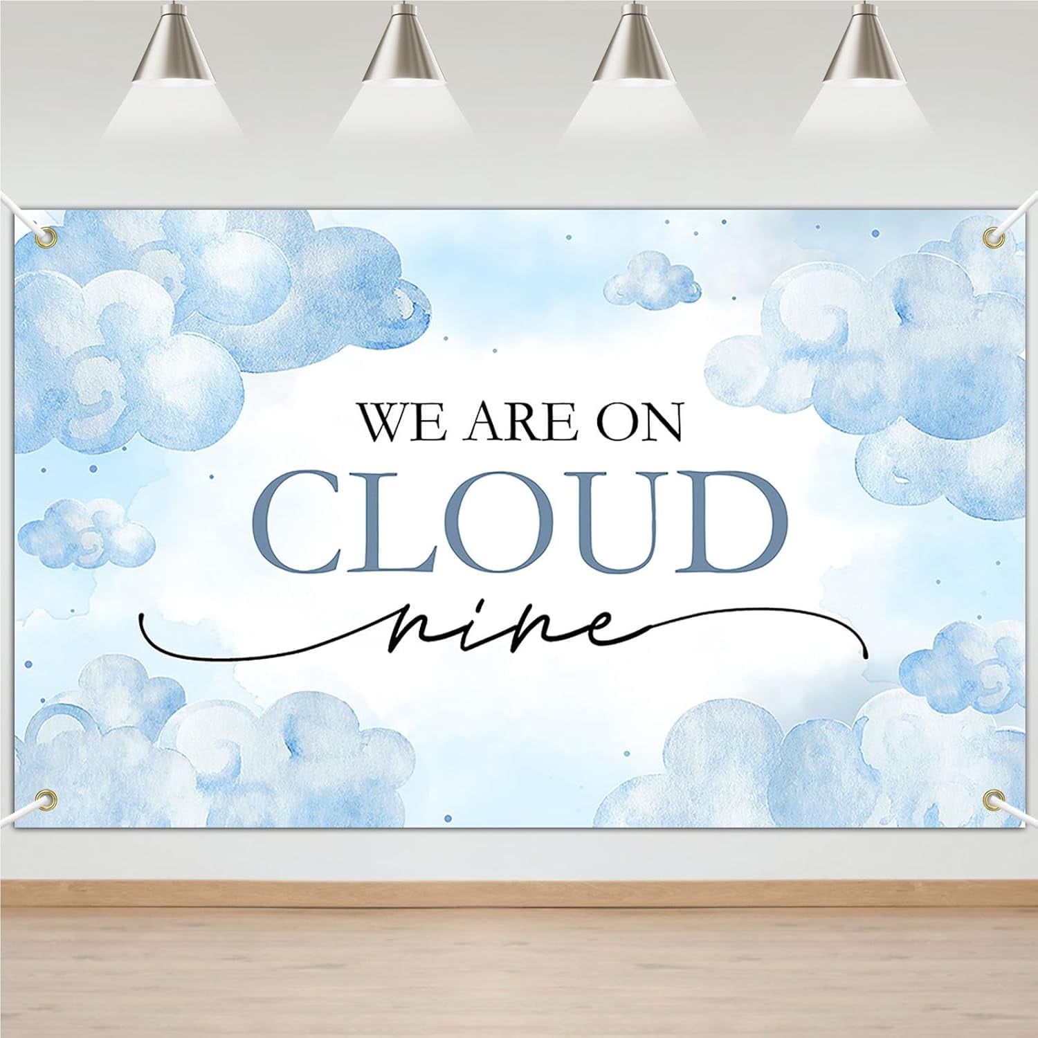 Cloud Nine Baby Shower Banner Boy We are On Cloud Nine Baby Shower ...