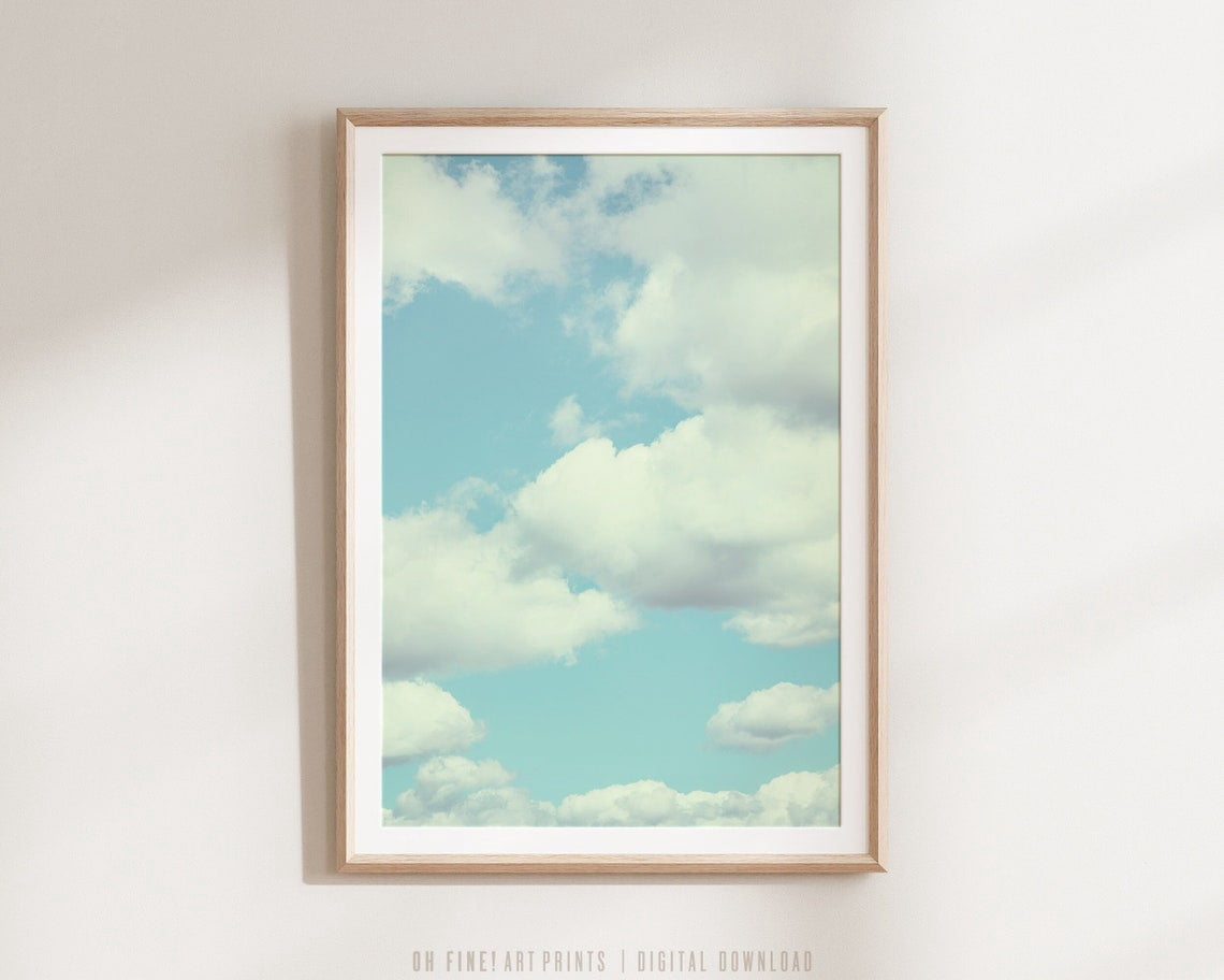 Cloud Nursery Cloud Photography Pastel Blue Poster Unframed Paper Print ...