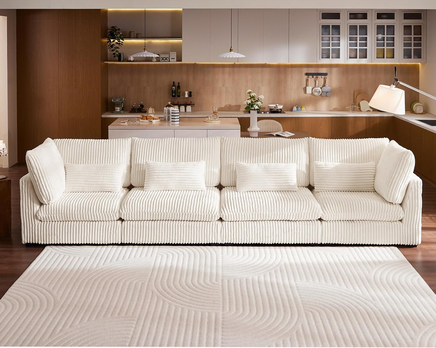 Cloud Oversized Modular Sofa, 160" Corduroy Wide Seat Sectional with ...