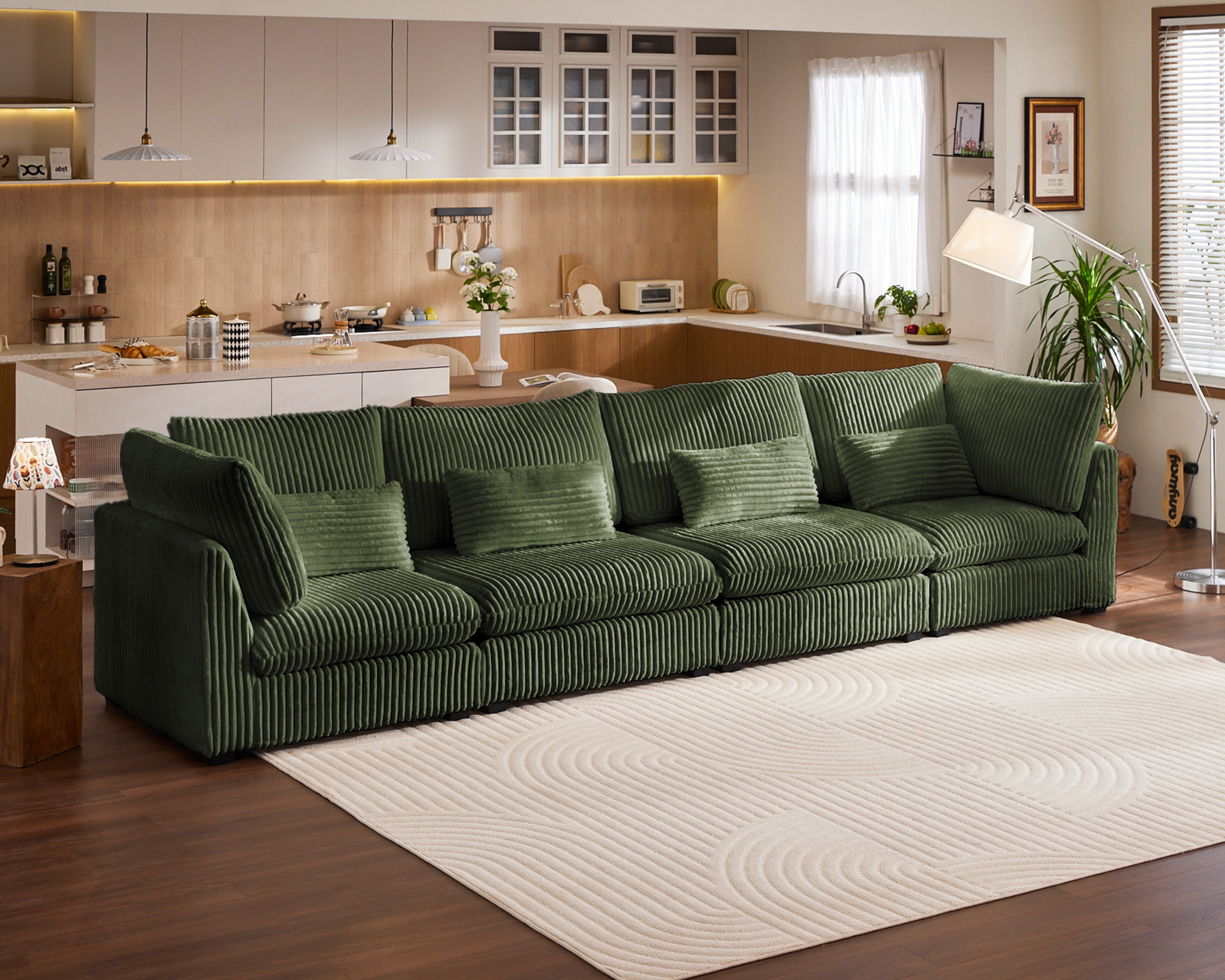 Cloud Oversized Modular Sofa, 160" Corduroy Wide Seat Sectional with ...