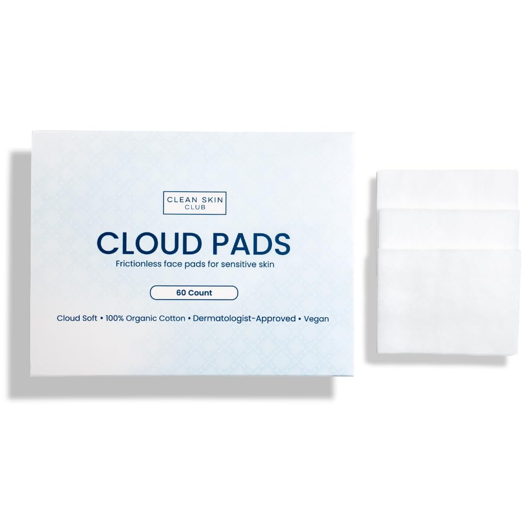 Cloud Pads, Ultra-Soft & Thick Face Pads, 60 Count, 100% Organic Cotton Dermatologist-Approved ...