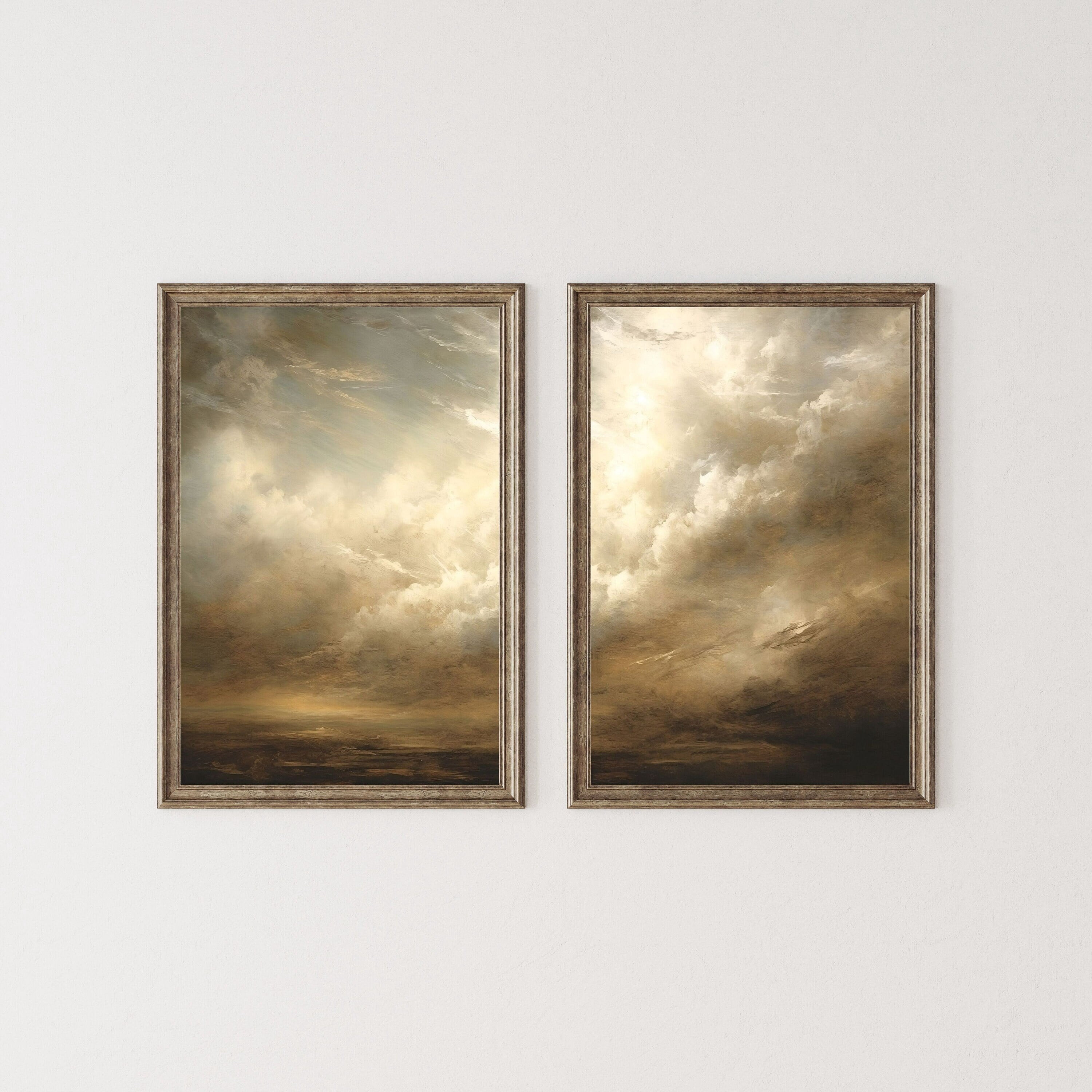 Cloud Painting Moody Wall Art Prints Vintage Cloud Art Print Neutral ...