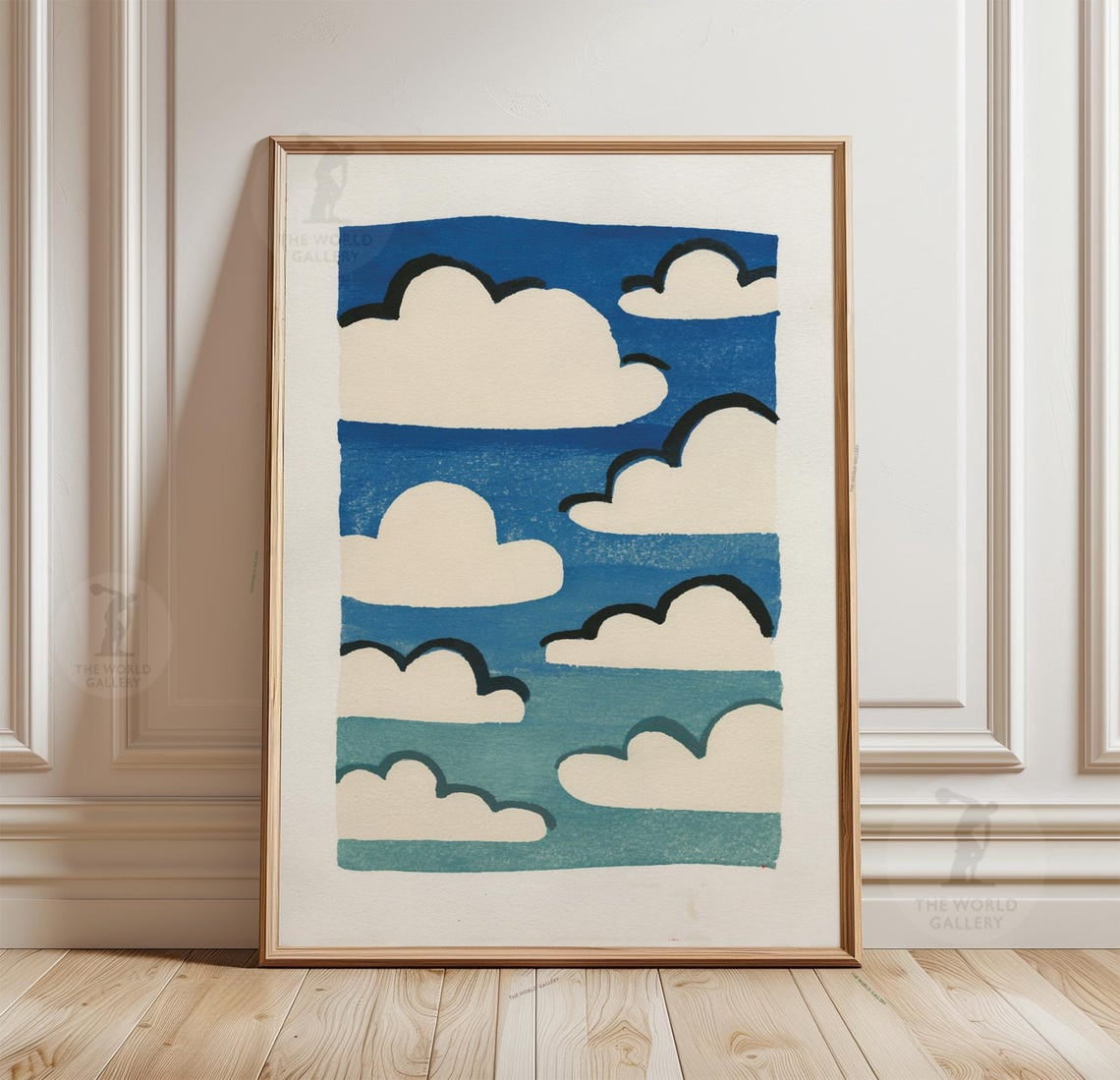 Cloud Poster Blue Sky Wall Art Minimal Abstract Illustration Modern ...