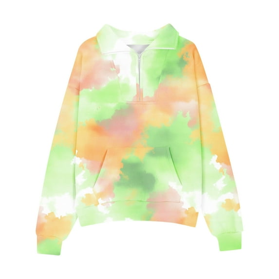 Cloud Print Half Zip Sweatshirt for Teen Girls with Front Pocket ...