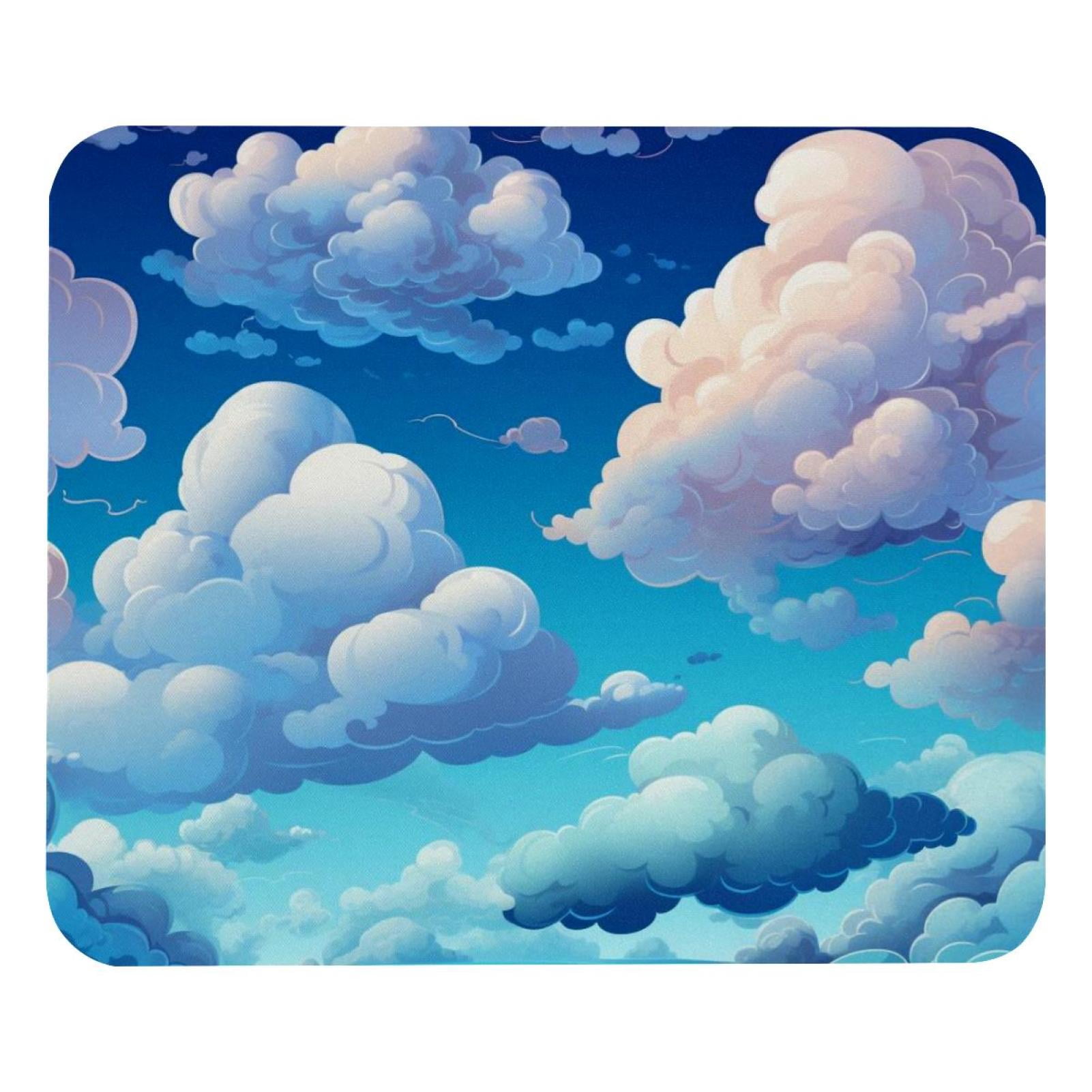 Cloud Printed Square Gaming Mouse Pad, Non-Slip Rubber Bottom Mouse Mat ...