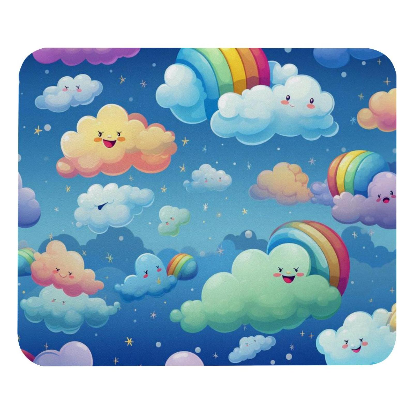 Cloud Printed Square Gaming Mouse Pad, Non-Slip Rubber Bottom Mouse Mat ...
