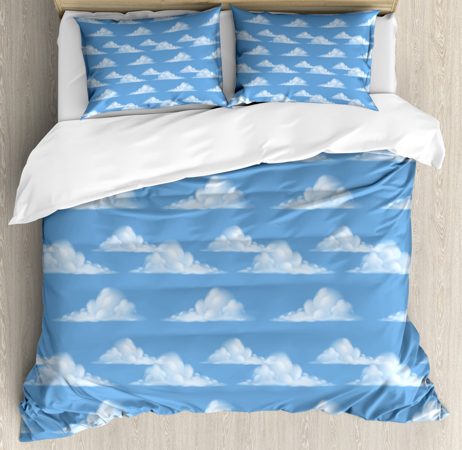 Cloud Queen Size Duvet Cover Set, Big Puffy Ball Cumulus Floating on ...