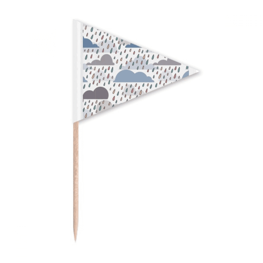 Cloud Rain Weather Drip Pattern Toothpick Triangle Cupcake Toppers Flag ...